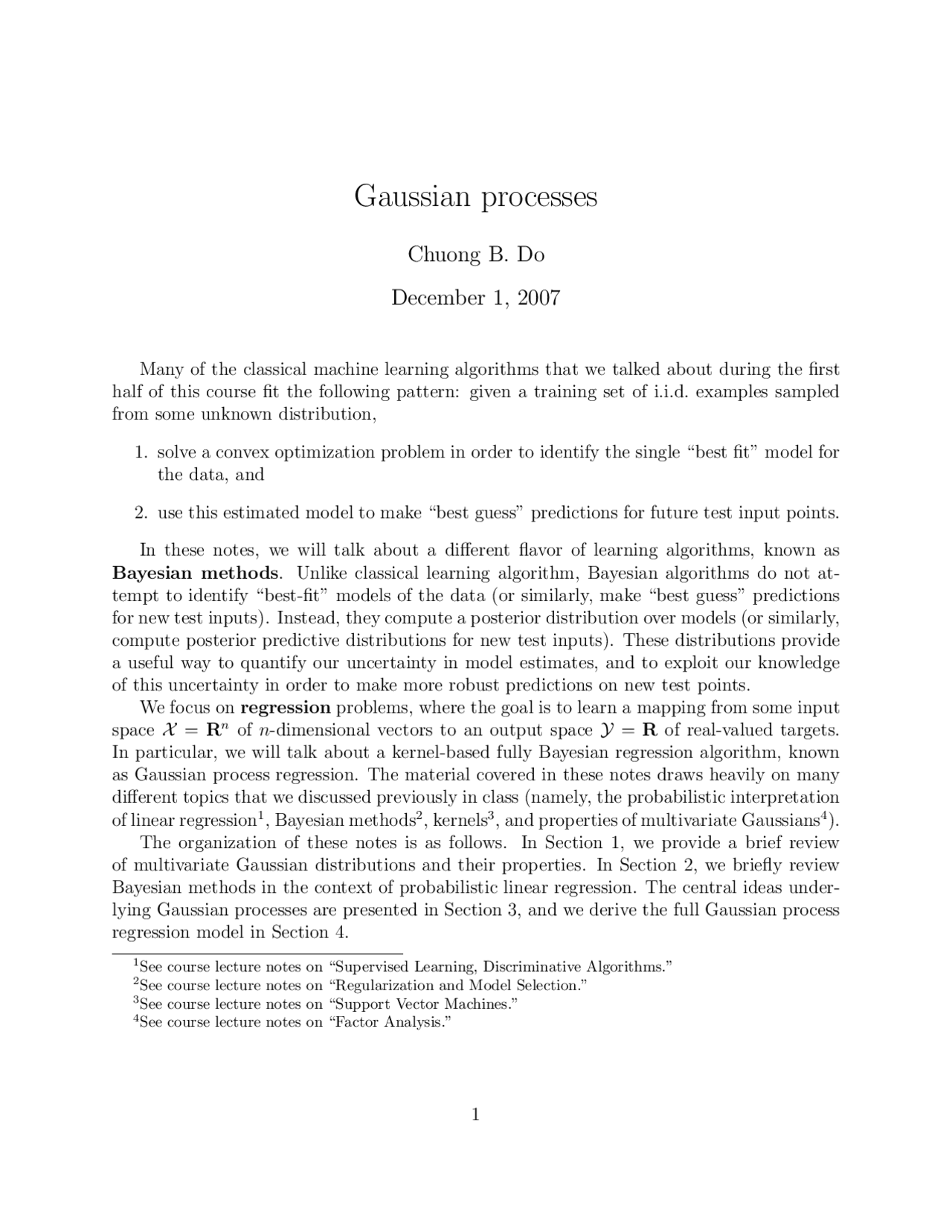 Gaussian processes - Lectures Handouts - Docsity