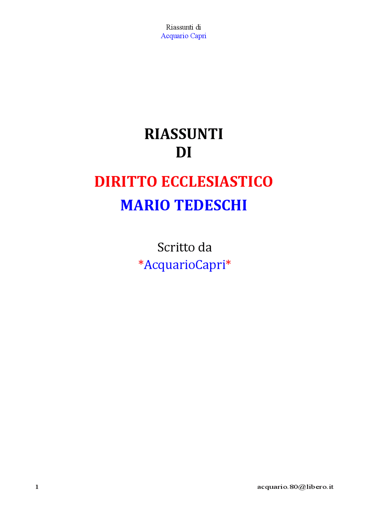 Riassunti Diritto Ecclesiastico Docsity