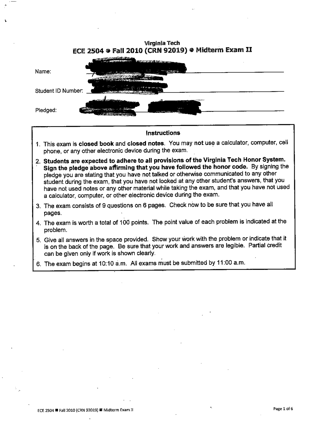 Exam Questions on Circuits - Introduction to Computer Engineering | ECE 2504 | Exams Electrical ...