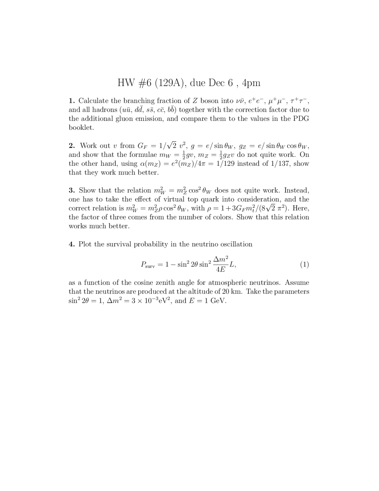 Particle Physics 6 Exercises Physics Docsity