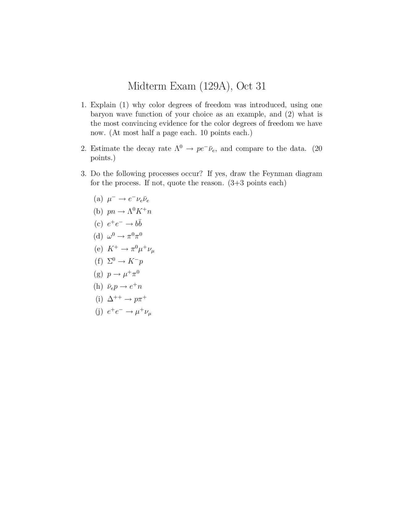 Particle Physics 8 Exercises Physics Docsity