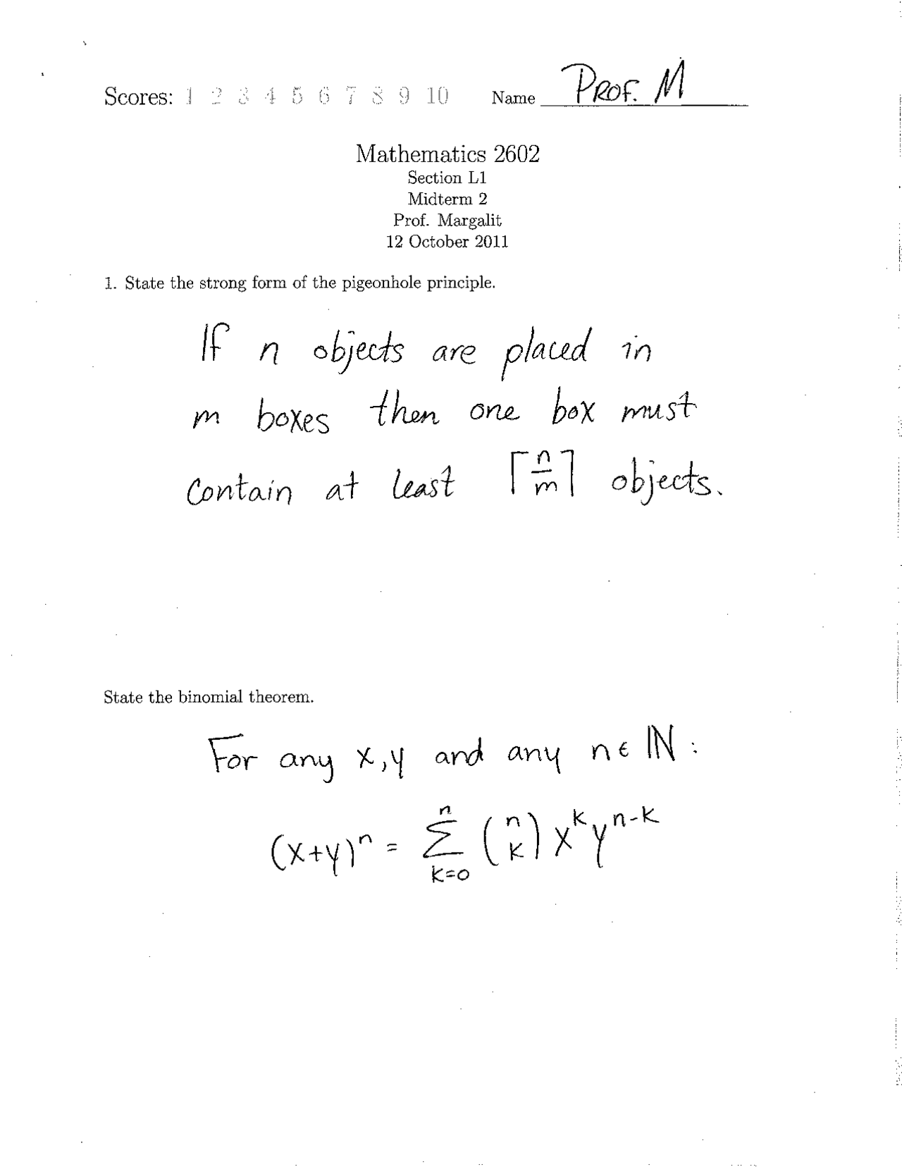 Midterm 2 Solved Linear And Discrete Mathematics 2011 Math 2602