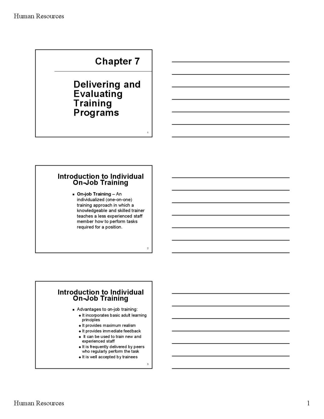 Delivering And Evaluating Training Programs Human Resource Hft 2220
