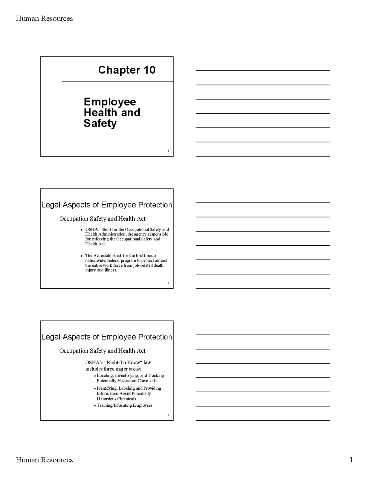 Employee Health And Safety Lecture Slides Hft 2220 Docsity