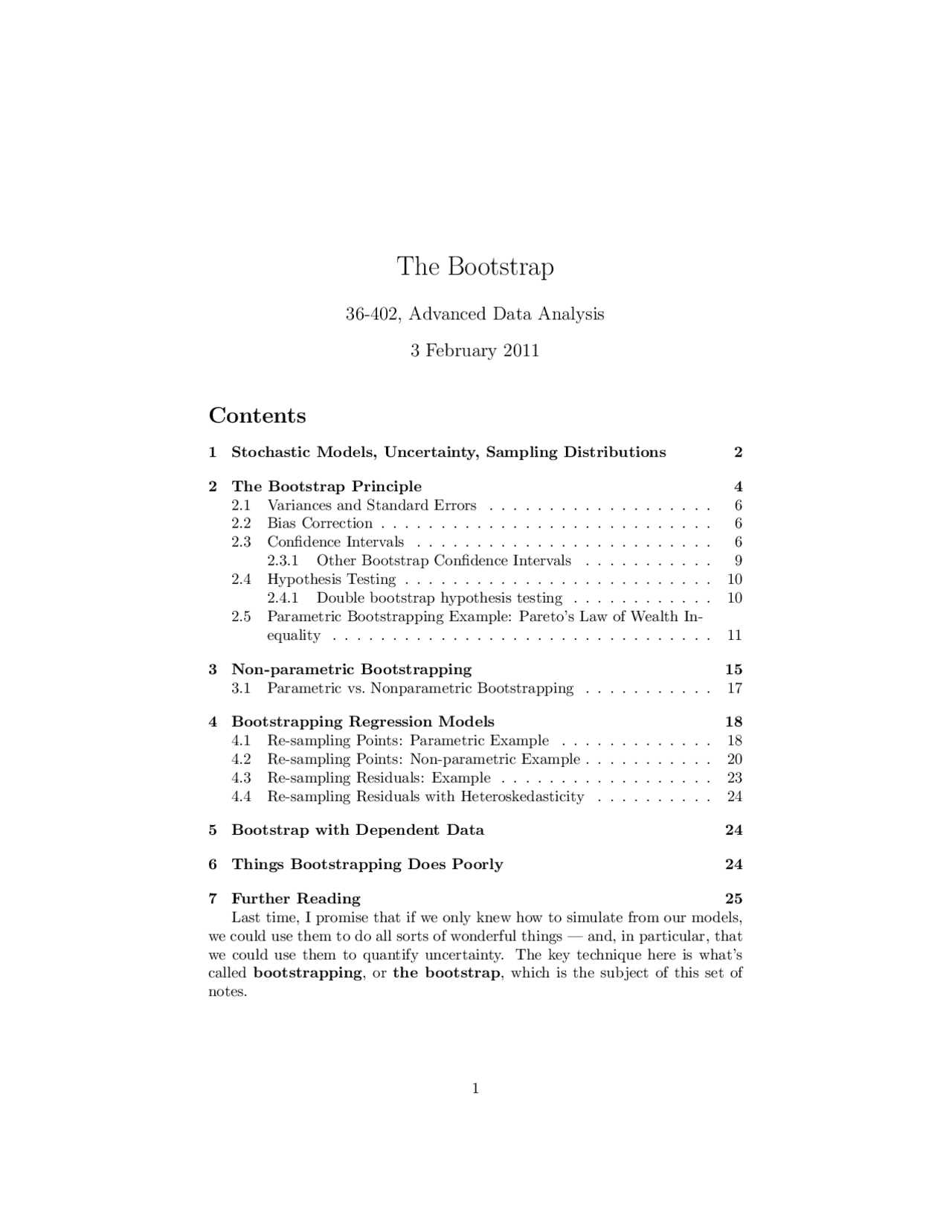 Data Analysis The Bootstrap Lecture Slide Engineering Slides Advanced Data Analysis Docsity