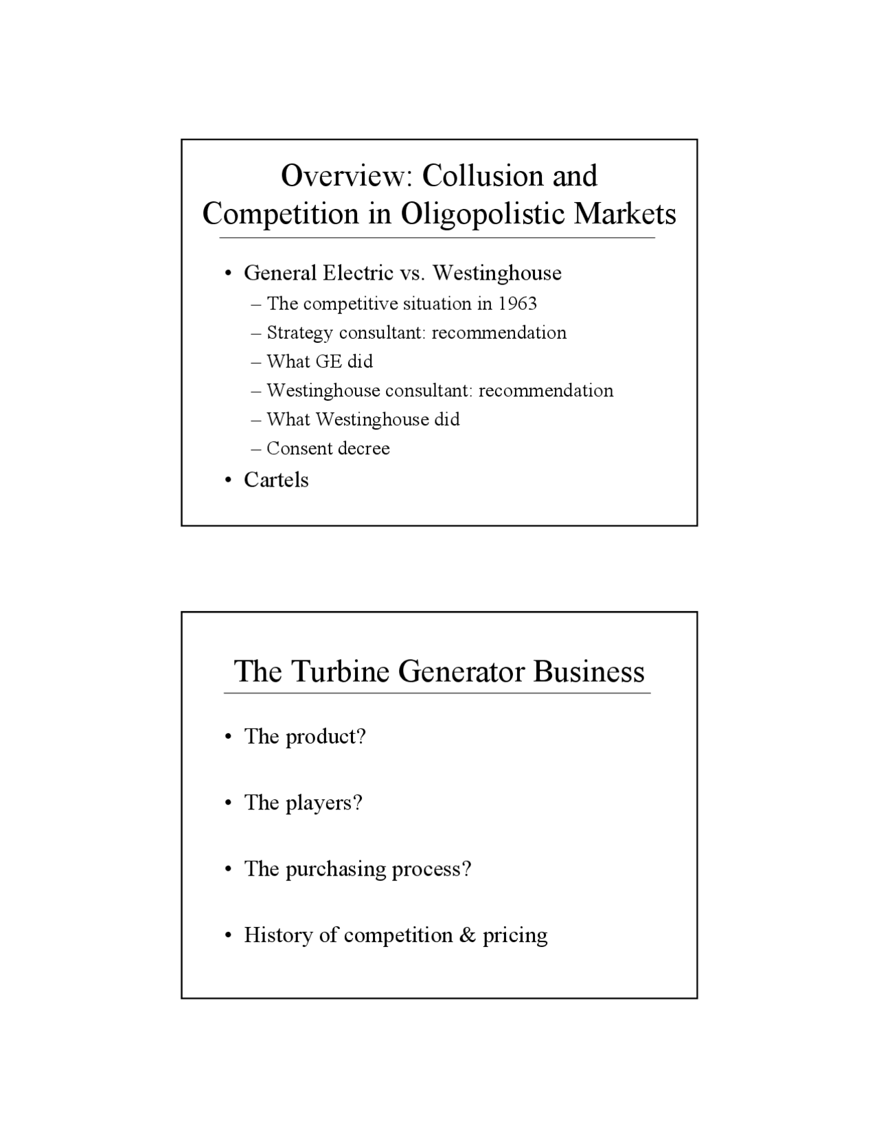 Collusion, Lecture Notes - Economics - Docsity