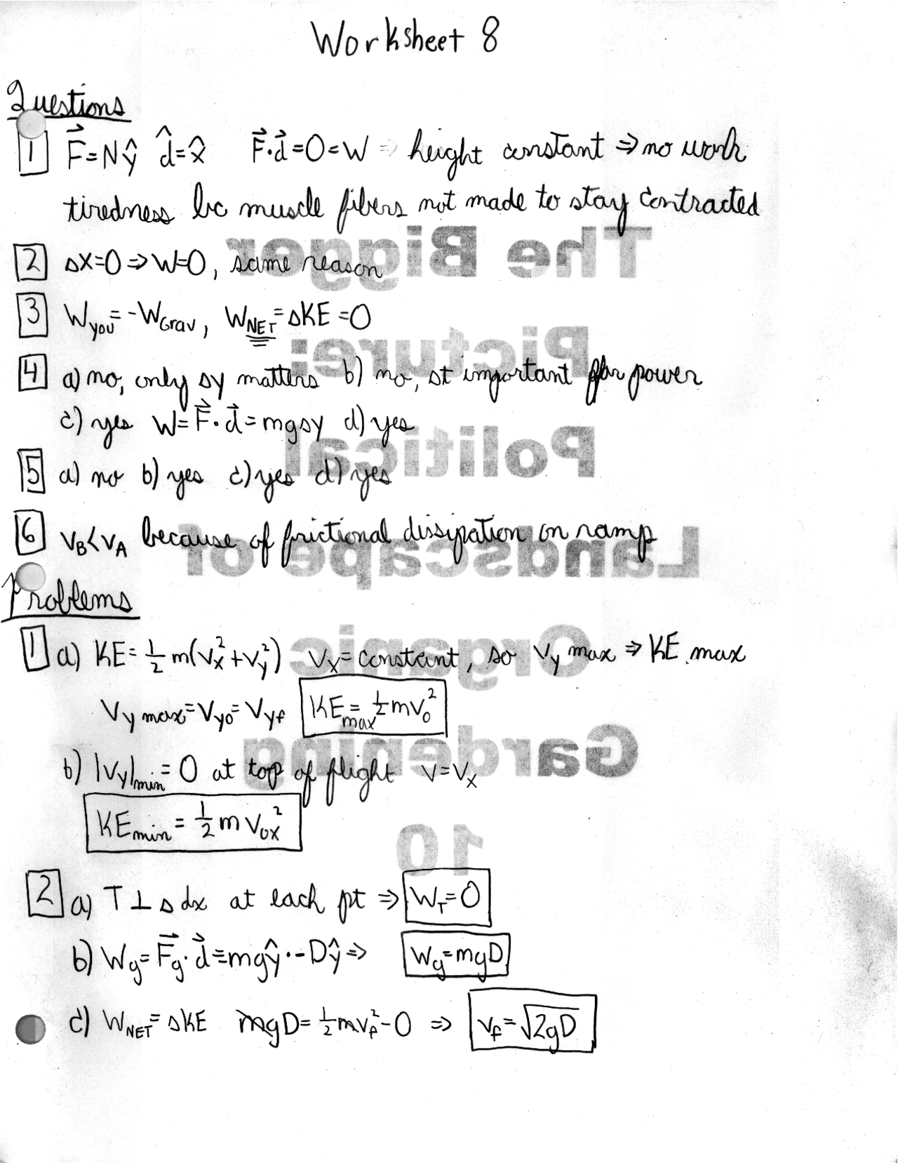 Mechanics Work and Kinetic Energy - Exercises - Physics - Docsity