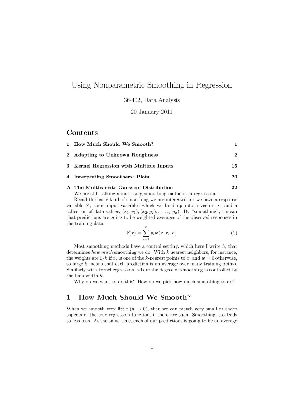 Data Analysis Using Nonparametric Smoothing In Regression Lecture