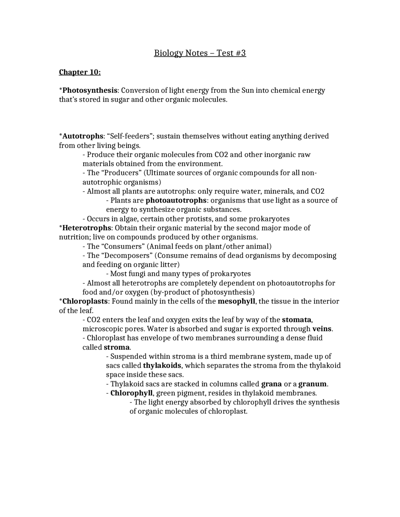 Test #3 Study Guide - Principles of Biology I | BIOL 1107 - Docsity