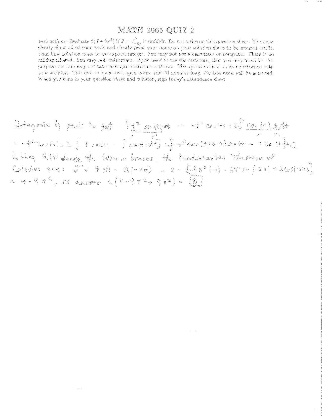 Quiz 2 With Answers Elementary Differential Equations Math 2065