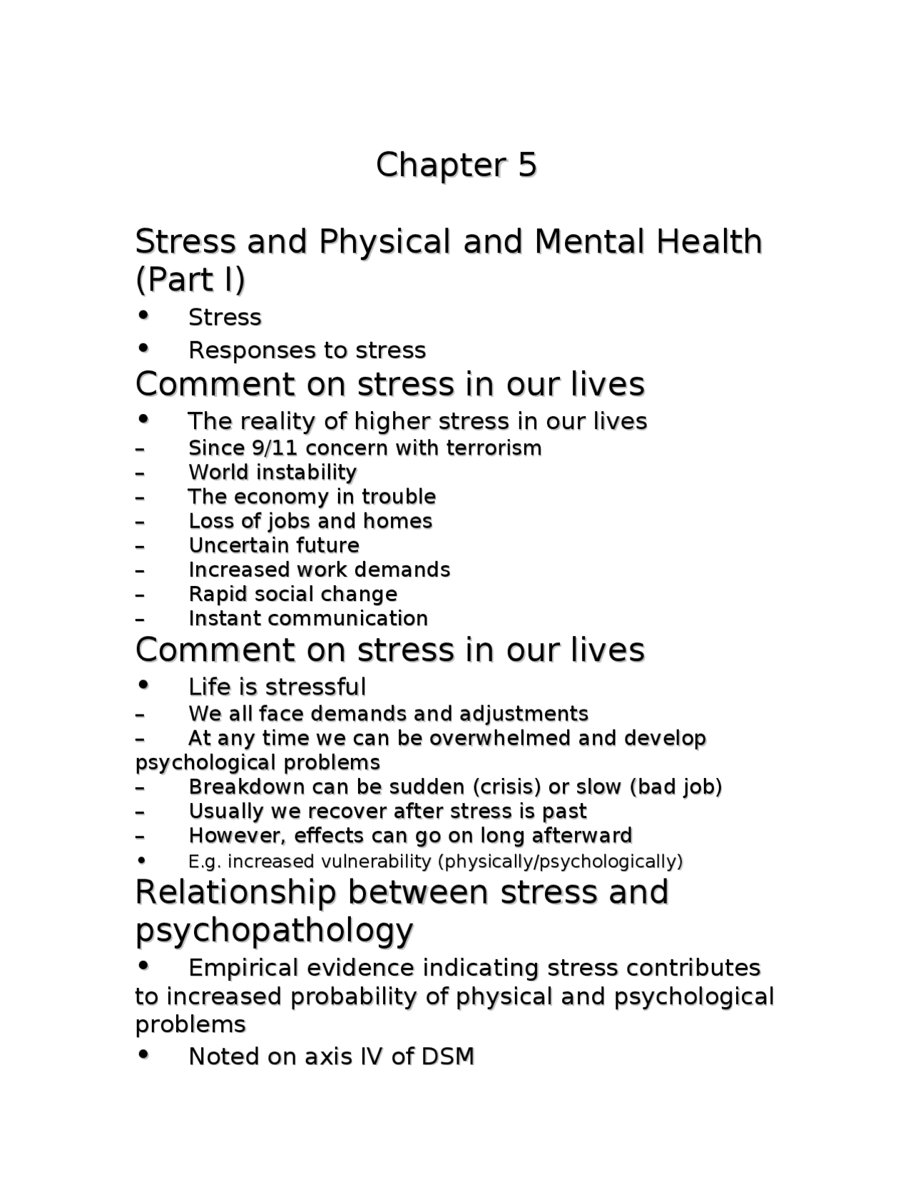 Stress and Physical Mental Health in Abnormal Psychology - Study Guide ...