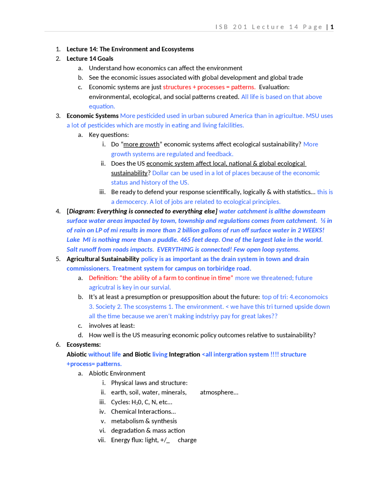 The Environments And Ecosystems Lecture Notes Isb 201 Docsity