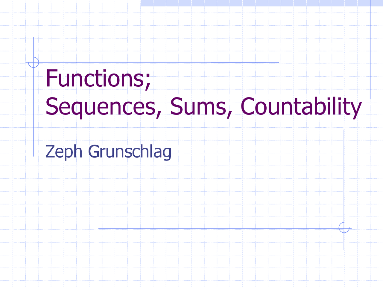 Functions, Sequence, Sums and Countability, Lecture Notes - Computer ...