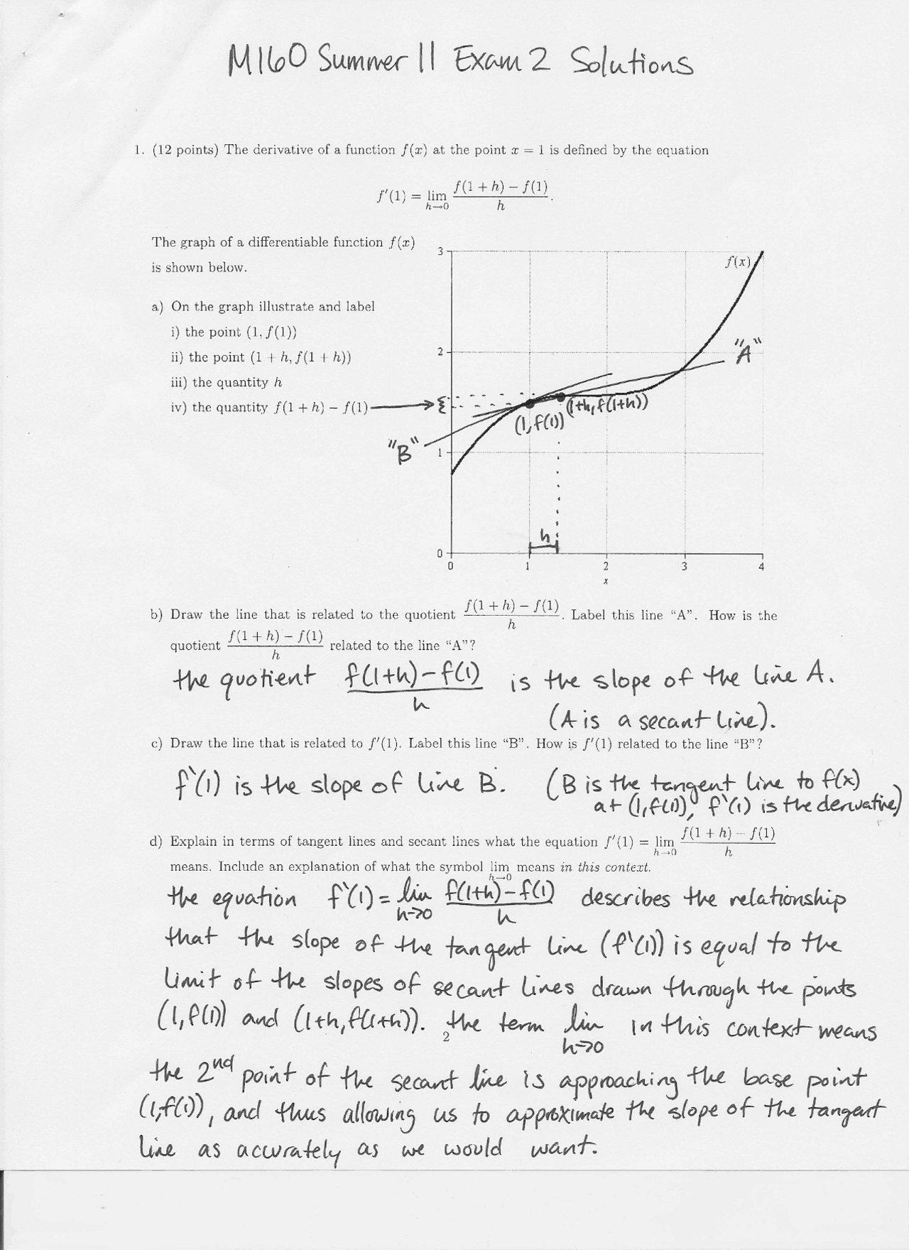 Old Exam 2 With Solutions Calculus For Physical Scientists I Math