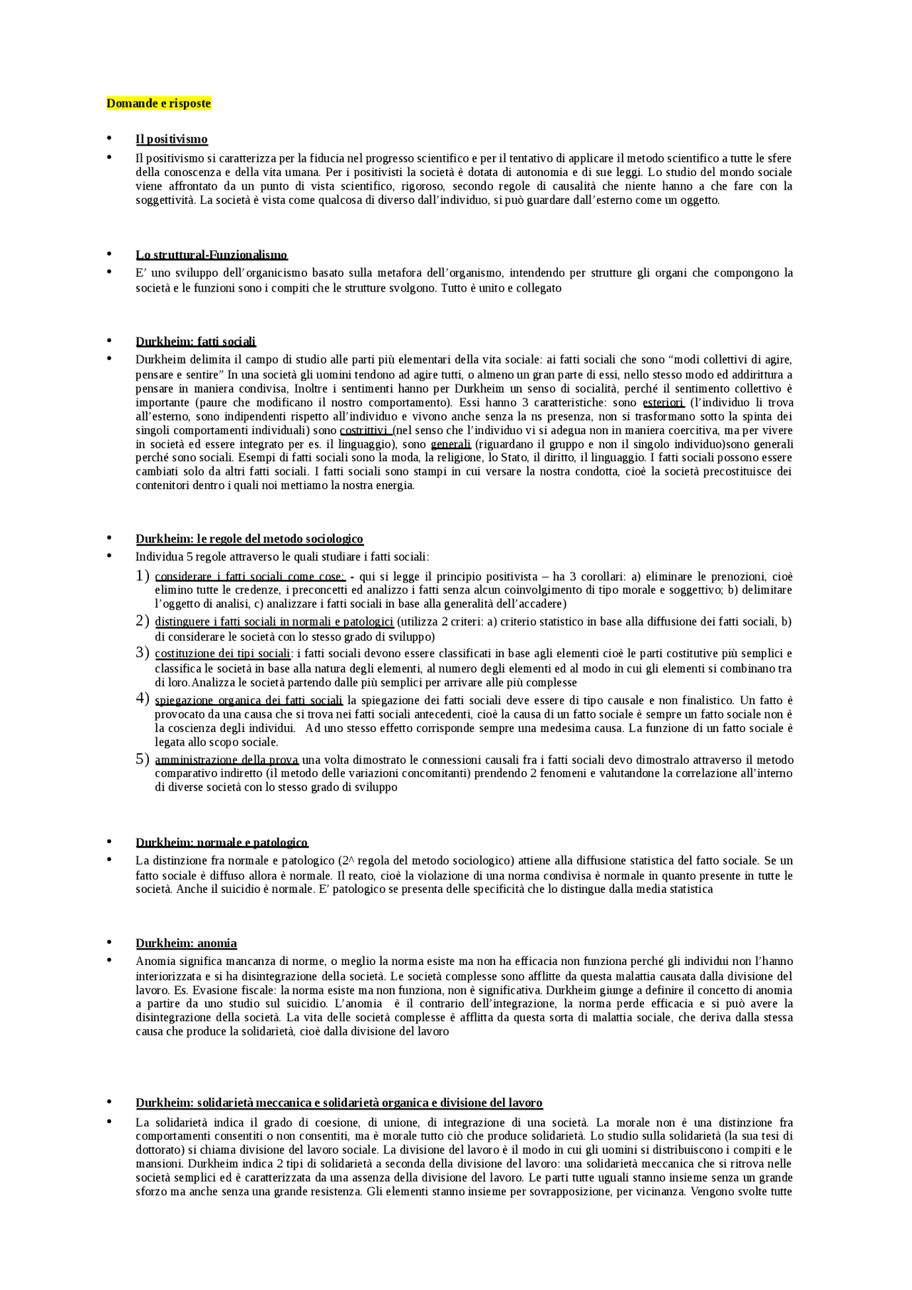 Durkheim Weber Docsity