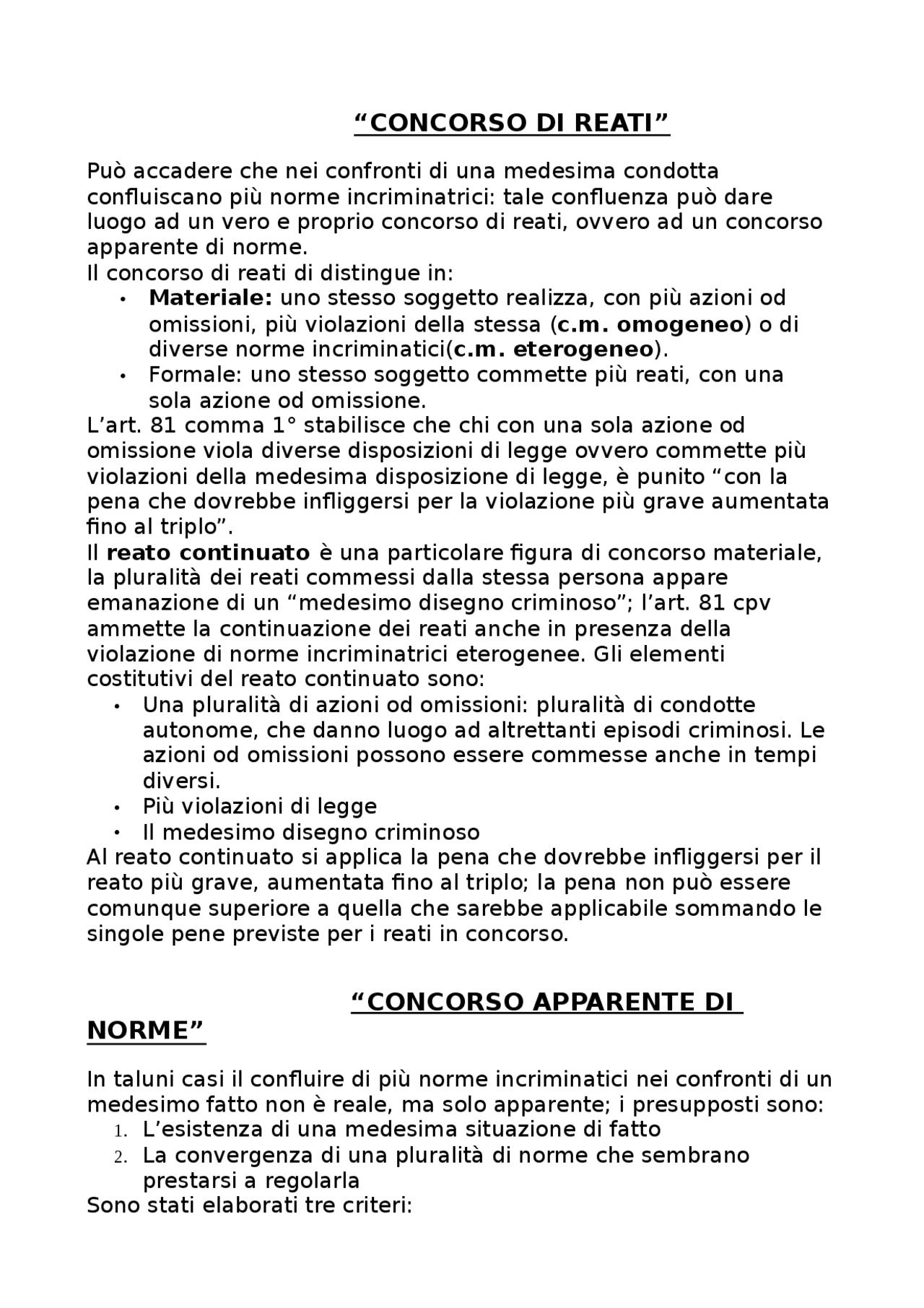 Concorso Di Reati E Concorso Di Norme Docsity