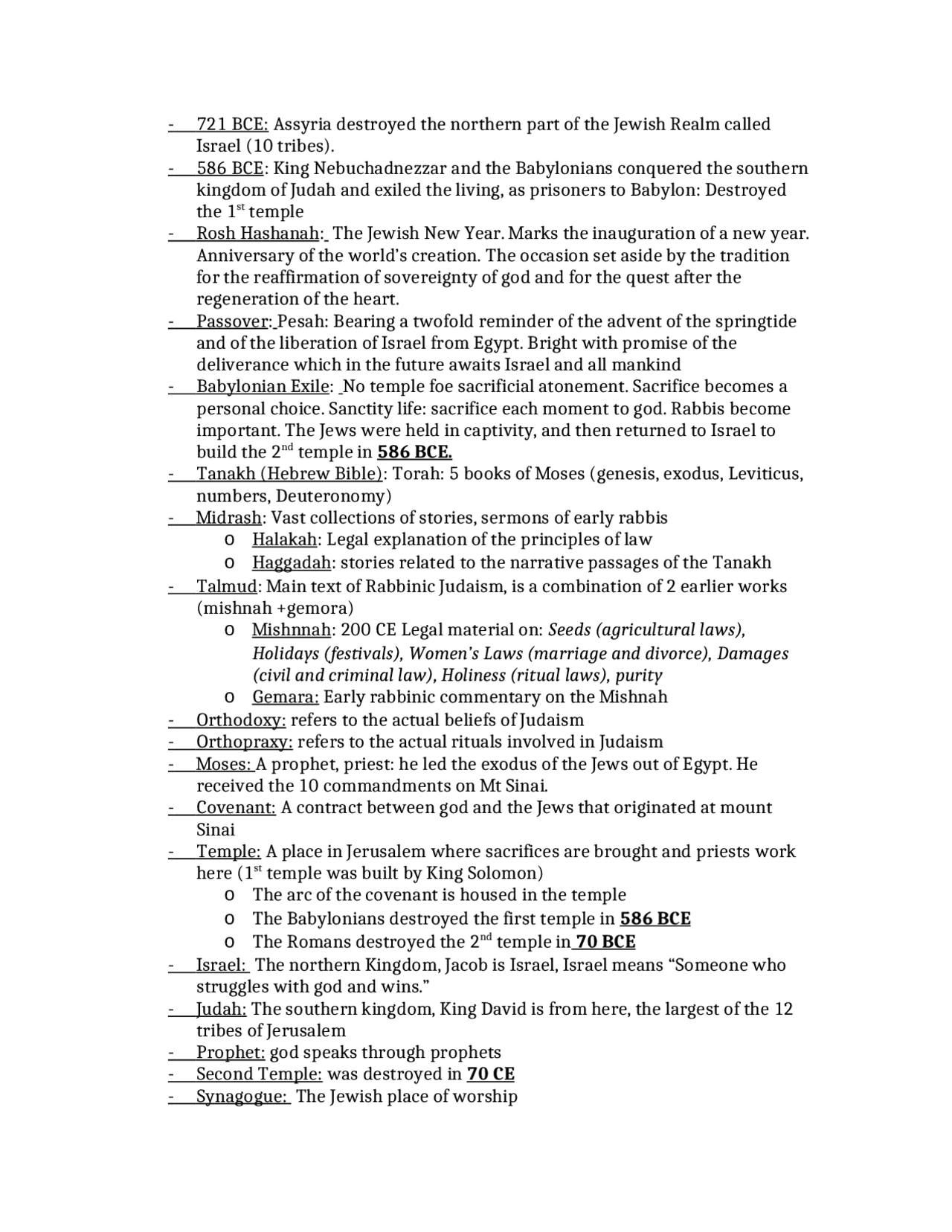 Introduction to Judaism Study Guide | RELI 1001 - Docsity