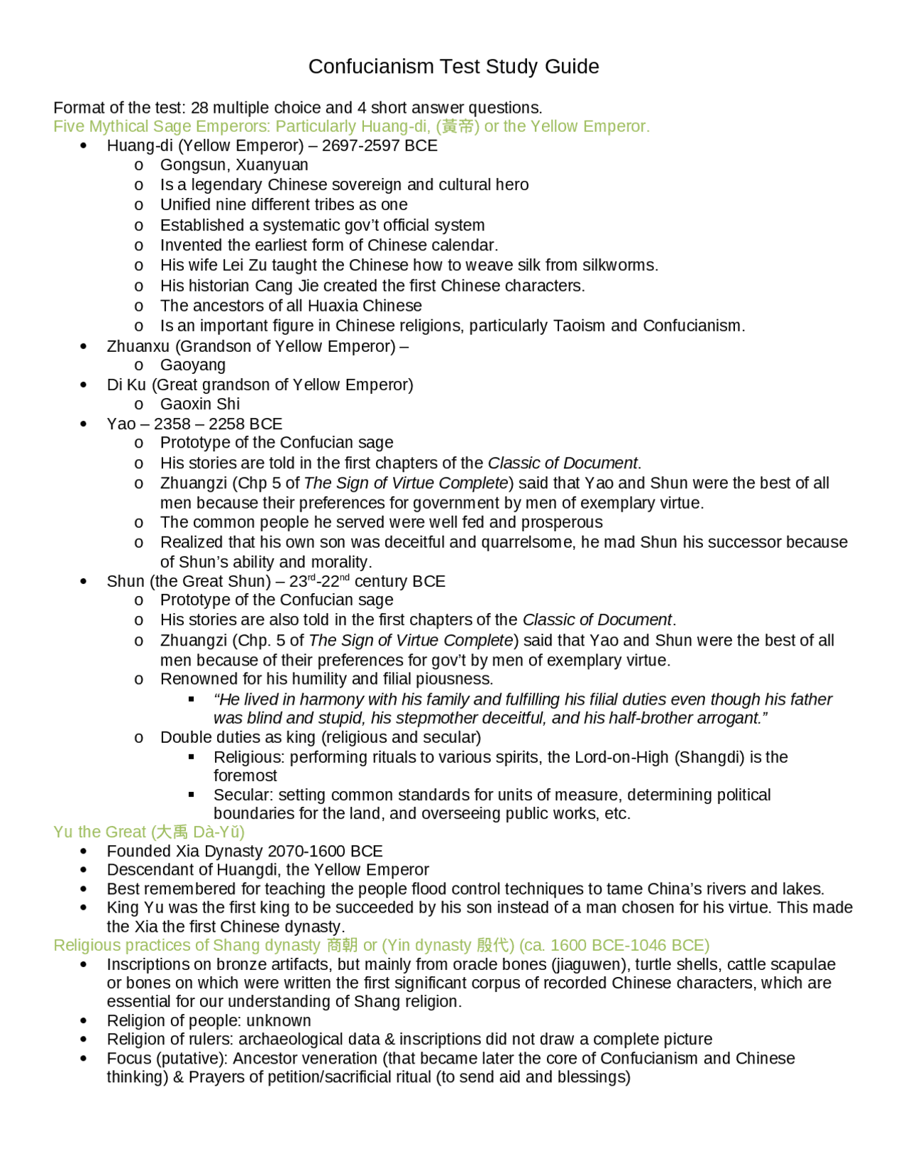 Exam 1 Study Guide | India, China and Japan | RELI 1002 | Study notes ...