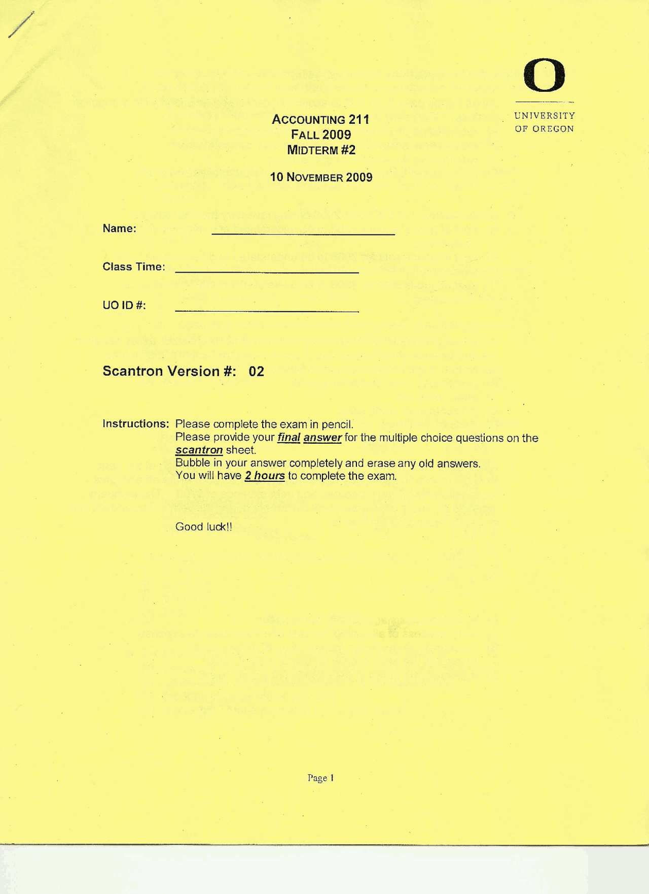 Resolution For Midterm Exam 2 Introduction To Accounting Actg 211