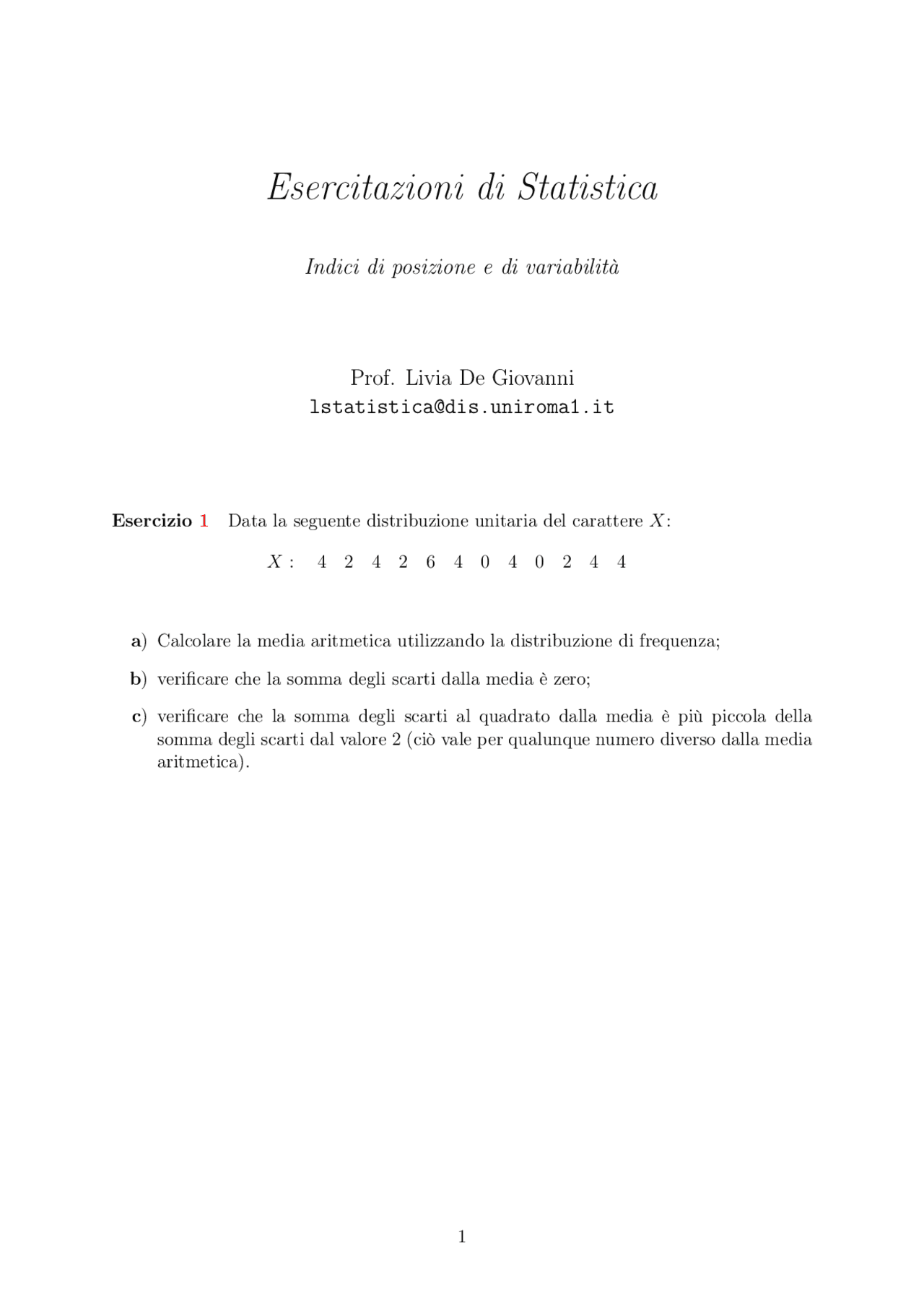 Esercitazione Di Statistica Indici Di Posizione Docsity