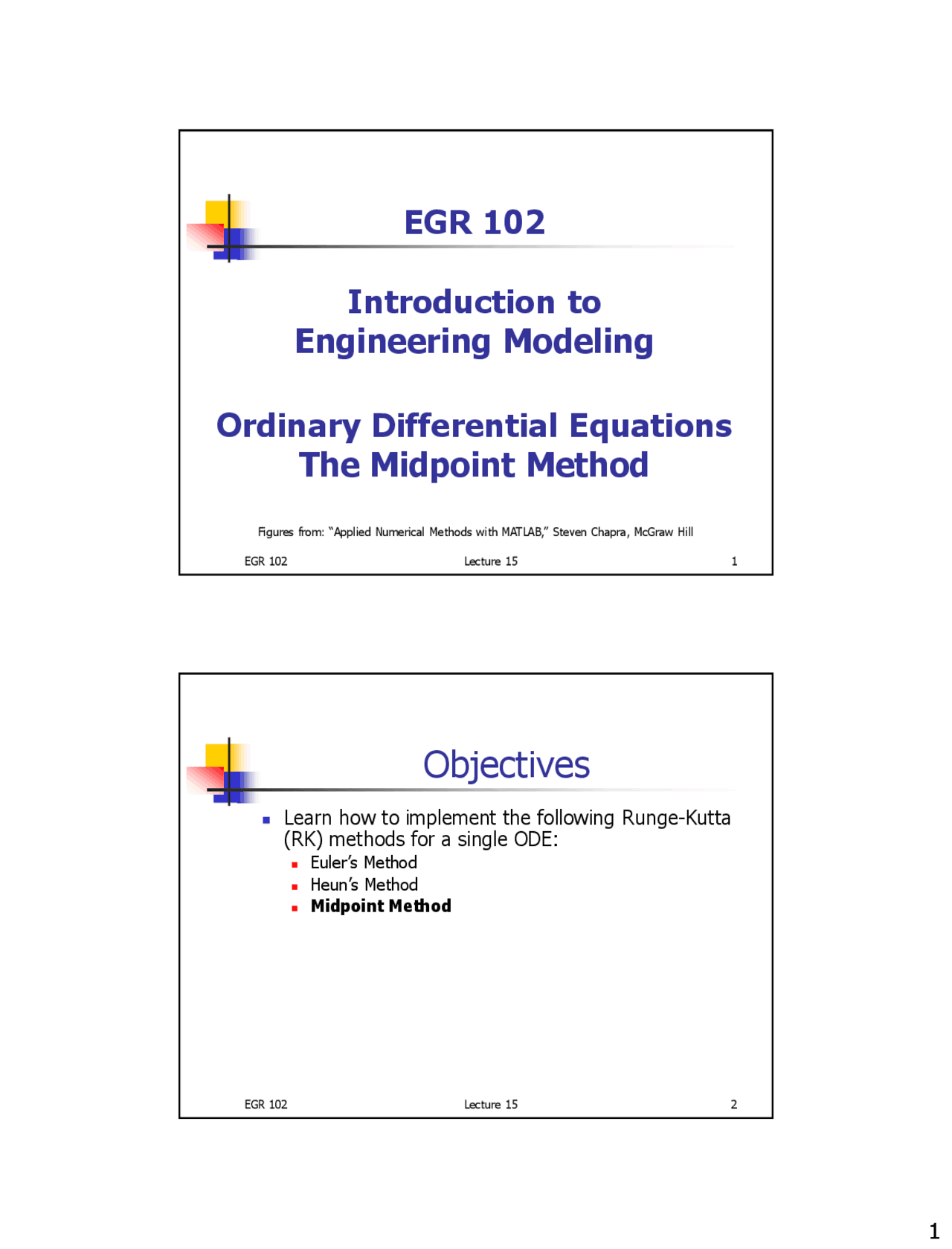 The Midpoint Method - Introduction to Engineering Modeling | EGR 102 - Docsity