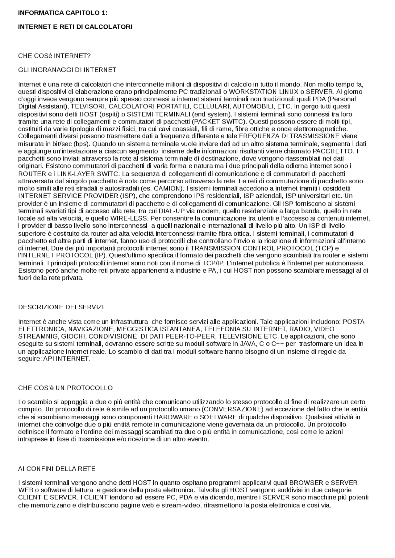 Reti Di Calcolatori E Internet Docsity