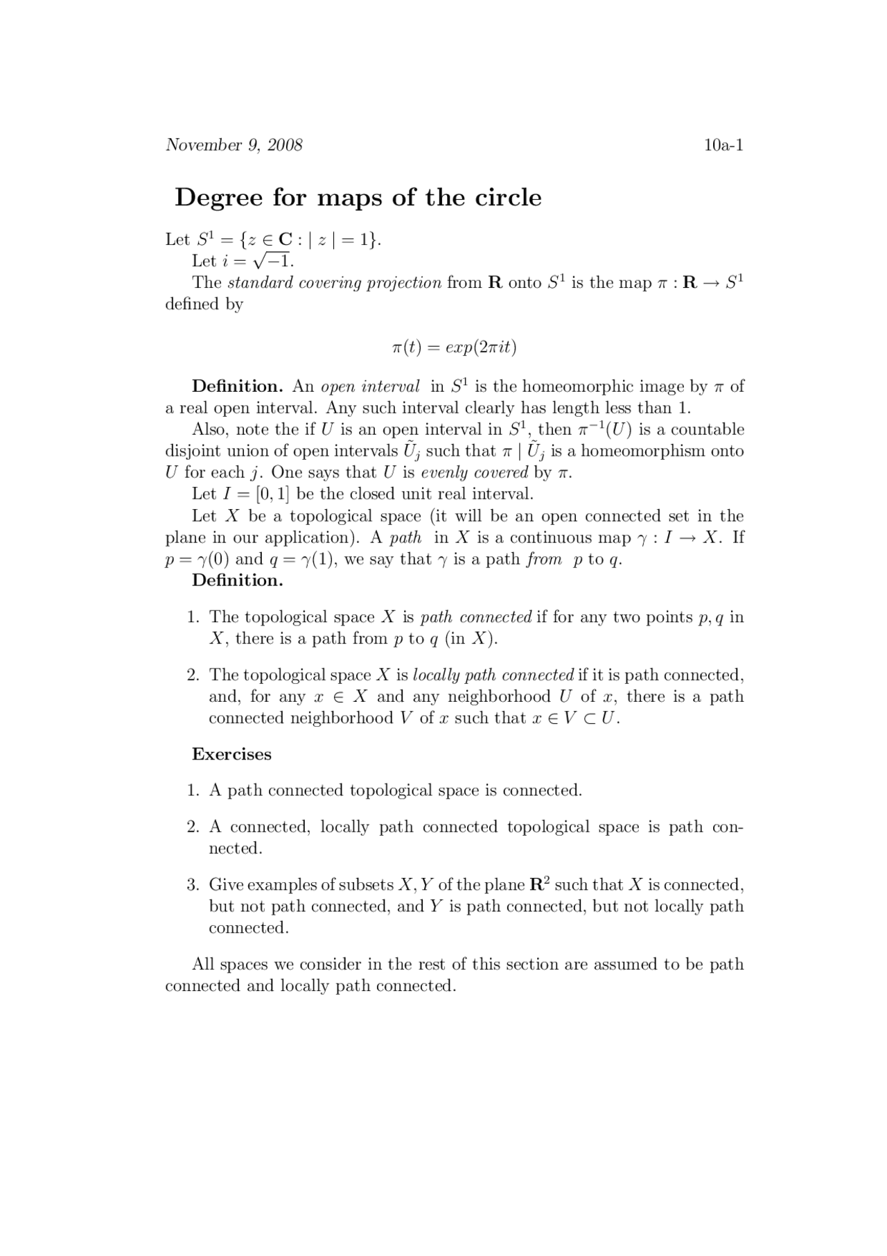 Alternate Version Of Umlaufsatz Lecture Notes Advanced Calculus