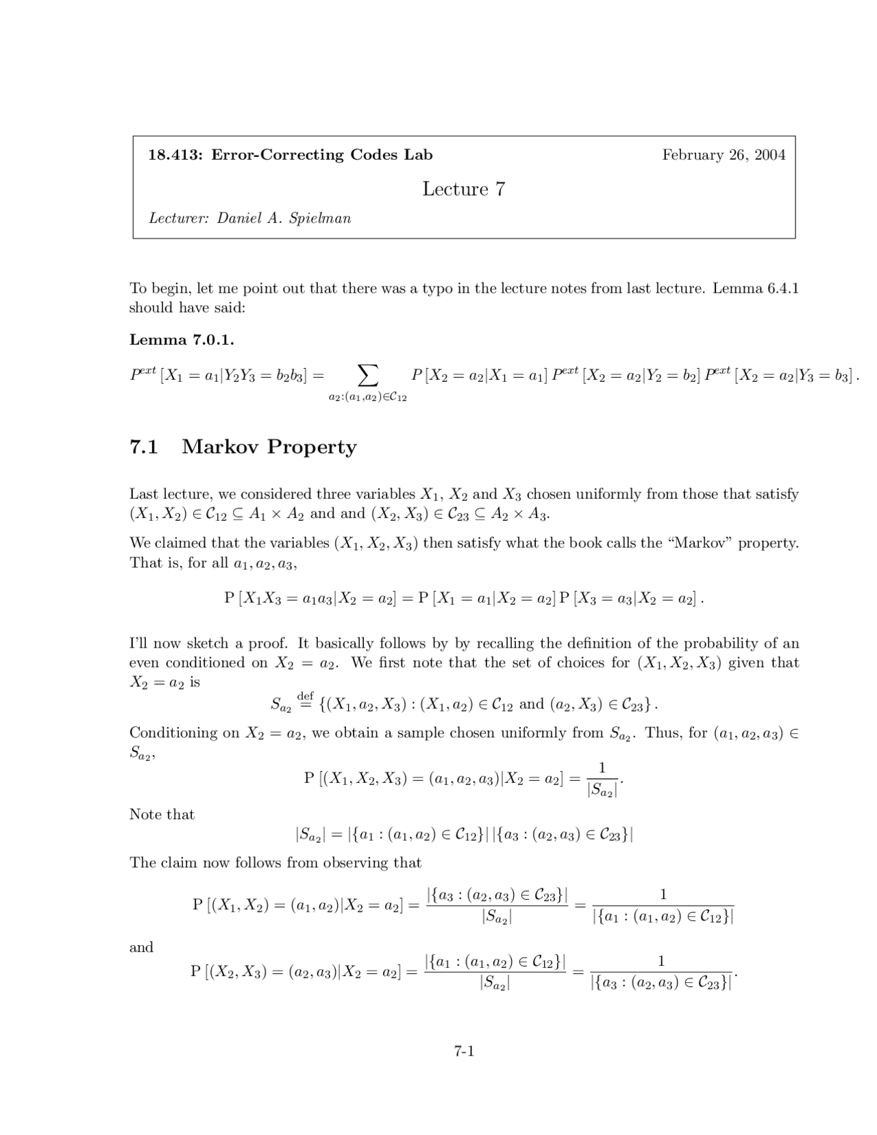 Error Correcting Codes Lab 07 Lecture Slide Engineering Docsity