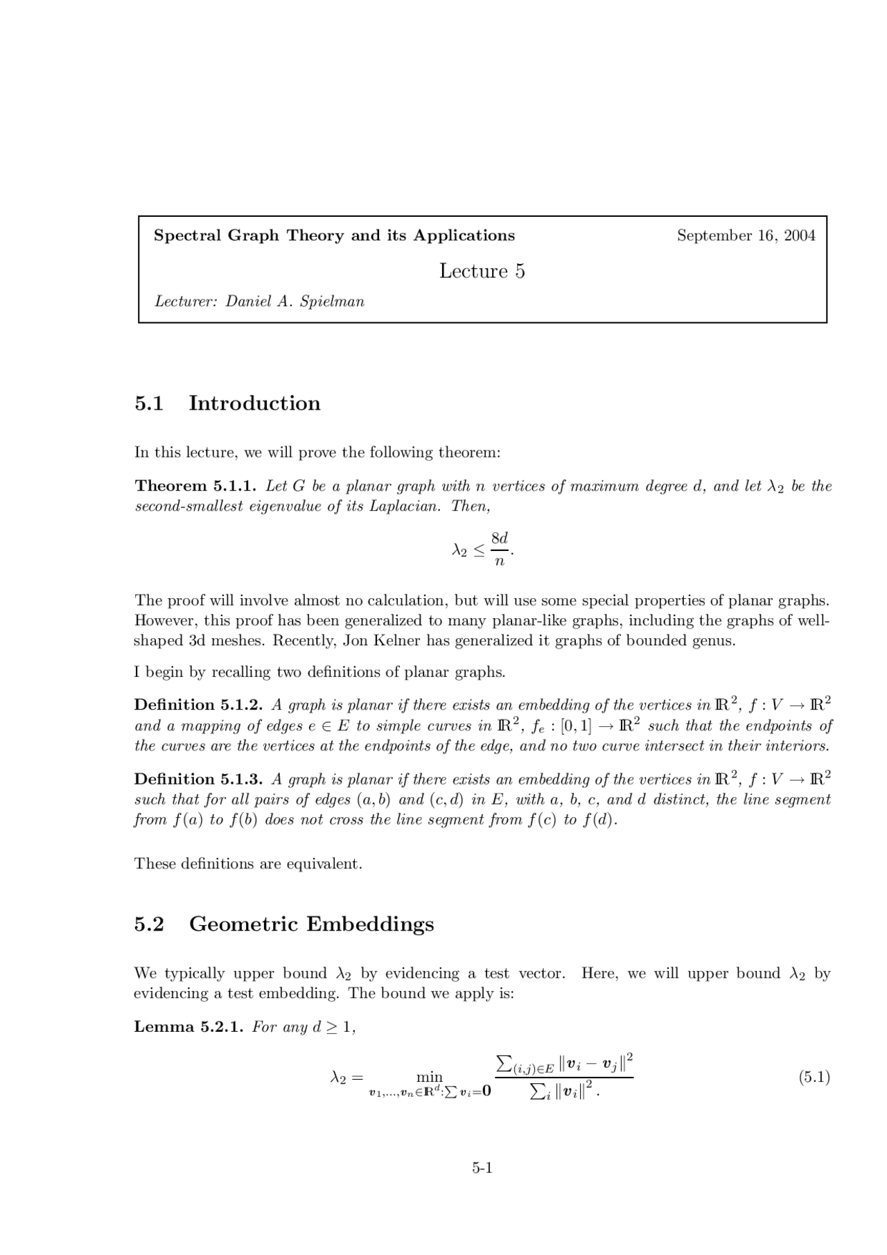 Spectral Graph Theory 5 Lecture Slide Mathematics Docsity