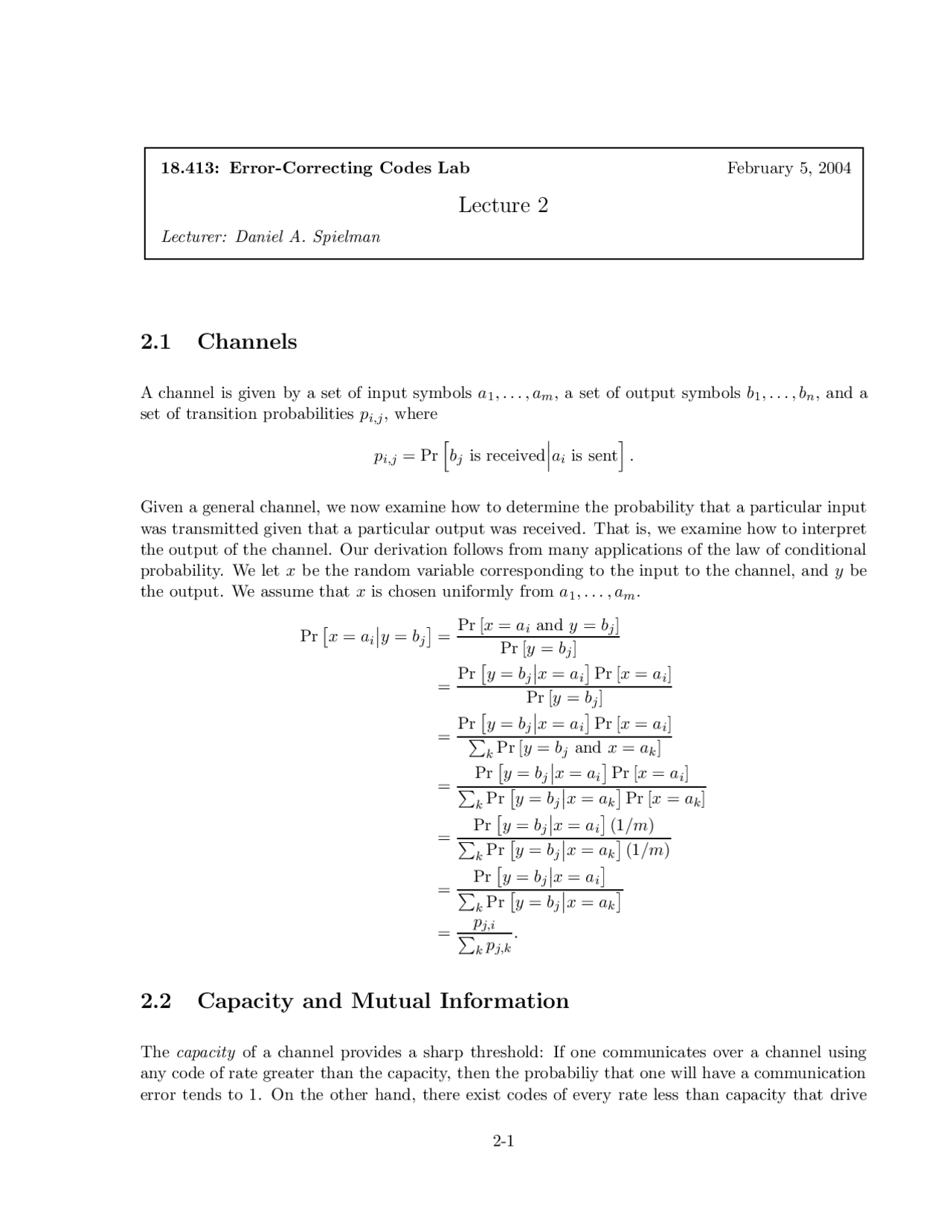Error Correcting Codes Lab 02 Lecture Slide Engineering Docsity