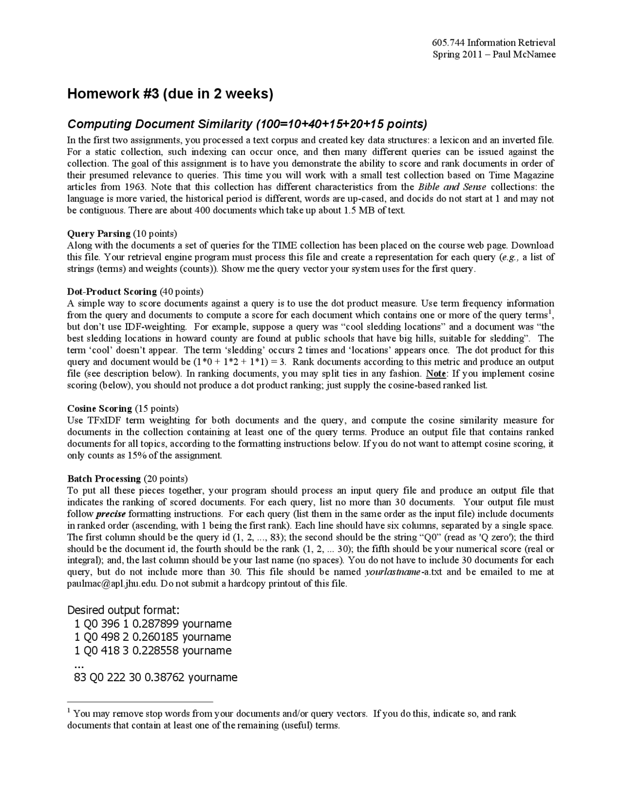 Information Retrieval 3 Exercises Computer Science Docsity