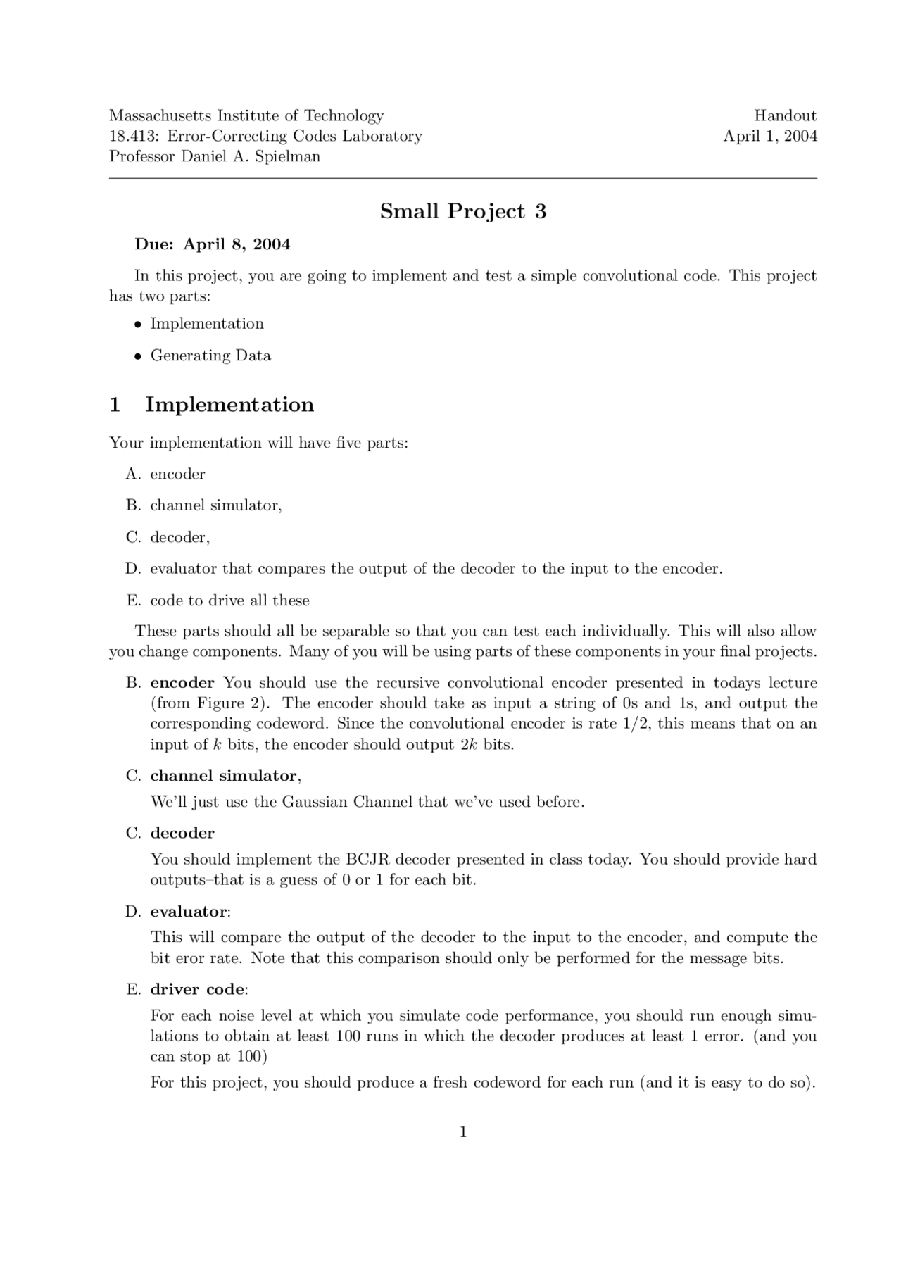 Error Correcting Codes Lab 3 Exercises Engineering 2 Docsity