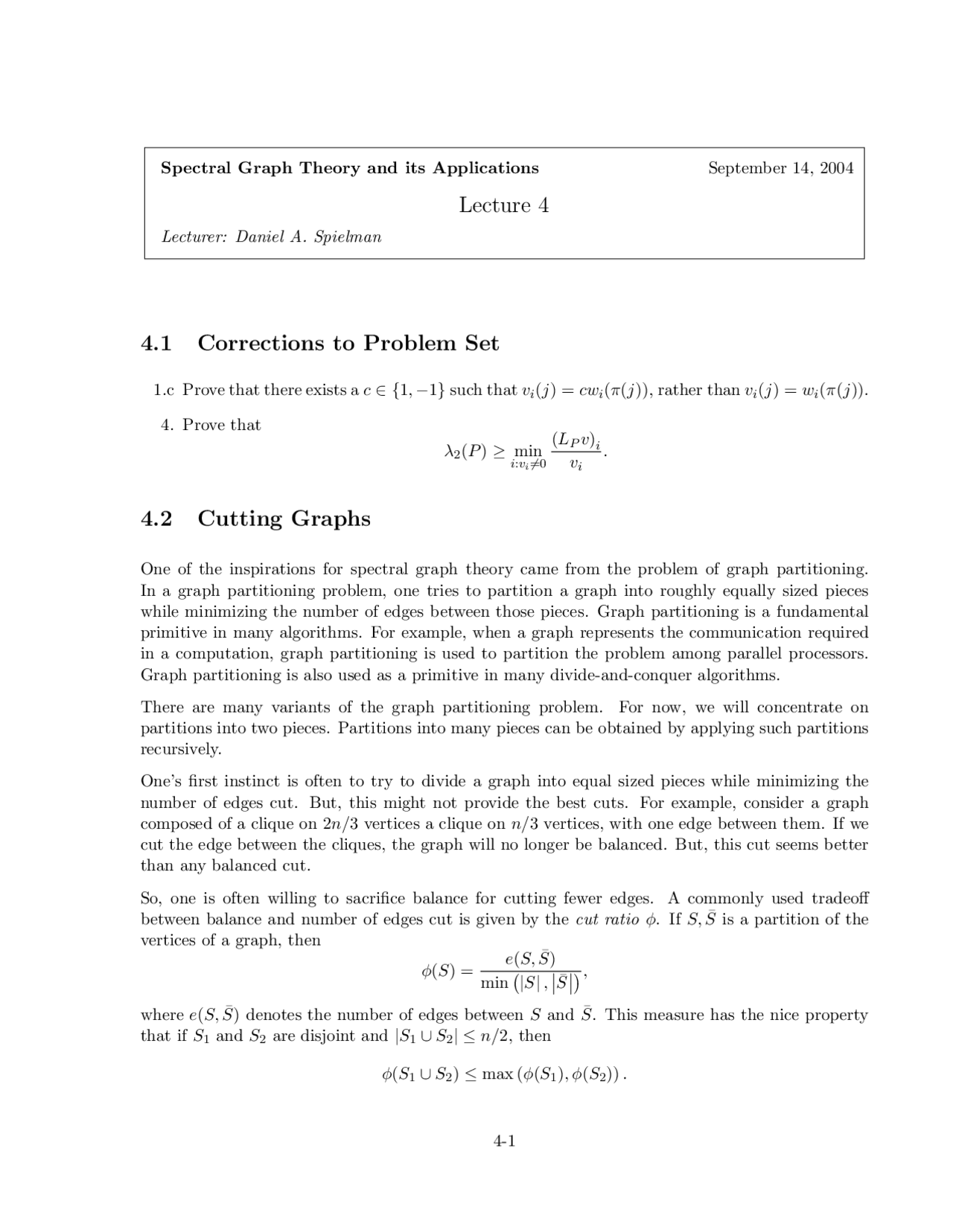Spectral Graph Theory 4 Lecture Slide Mathematics Docsity