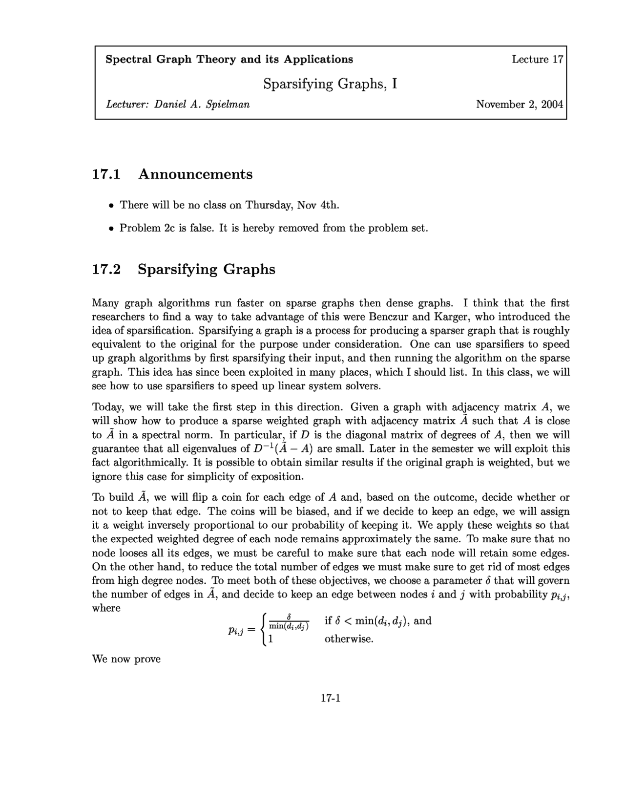 Spectral Graph Theory 17 Lecture Slide Mathematics Docsity