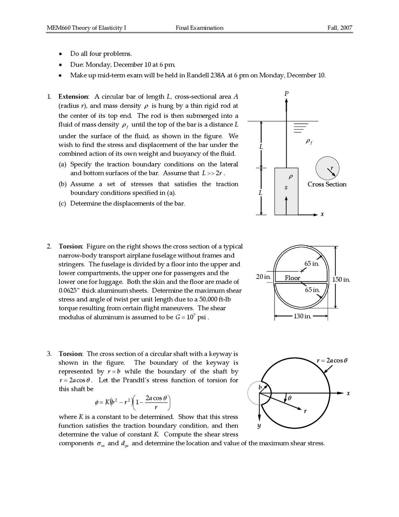 Final Exam Theory Of Elasticity I Mem 660 Docsity