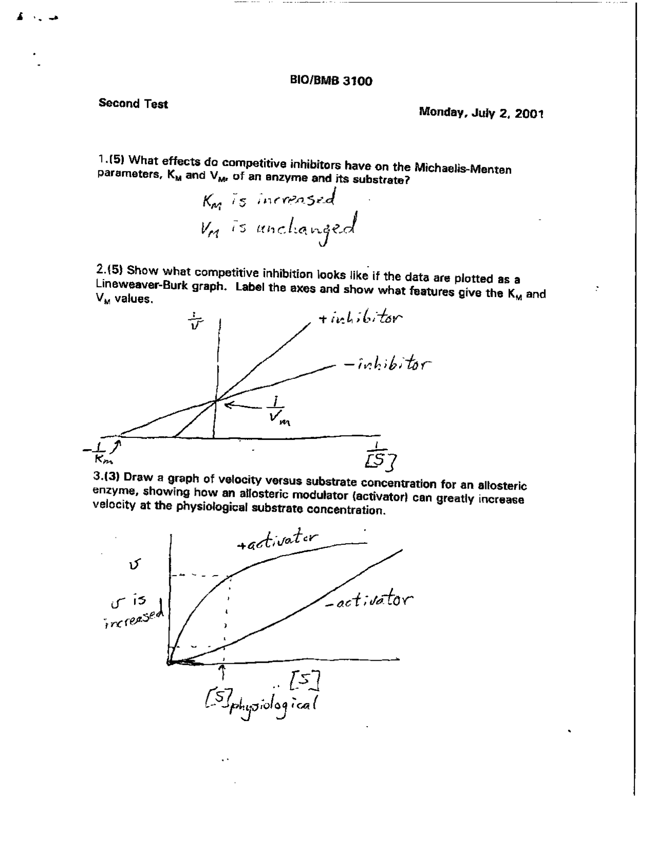 Second Test With Solution Biochemistry And Molecular Biology Biol