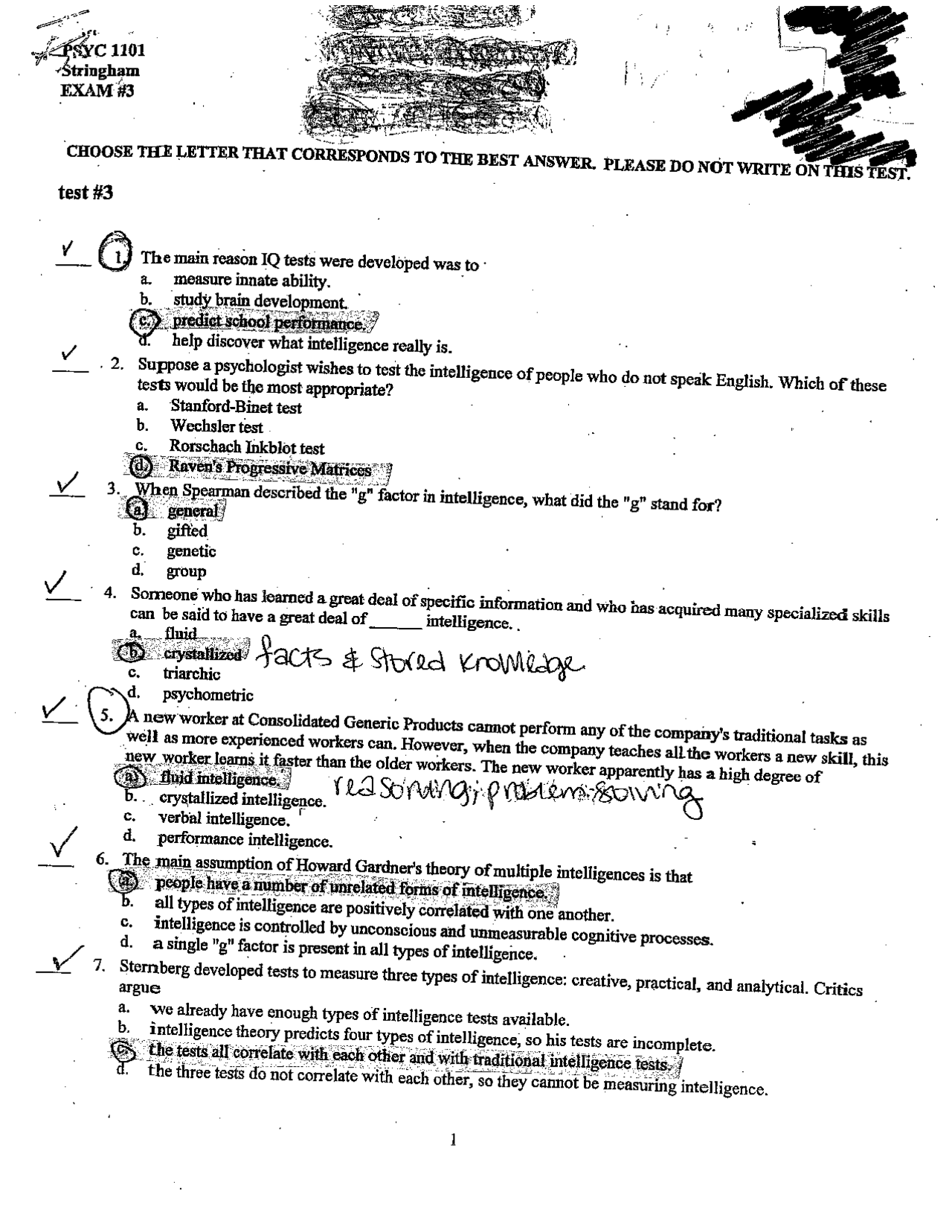 Quiz 3 Solved Questions Elementary Psychology Psyc 1101 Docsity