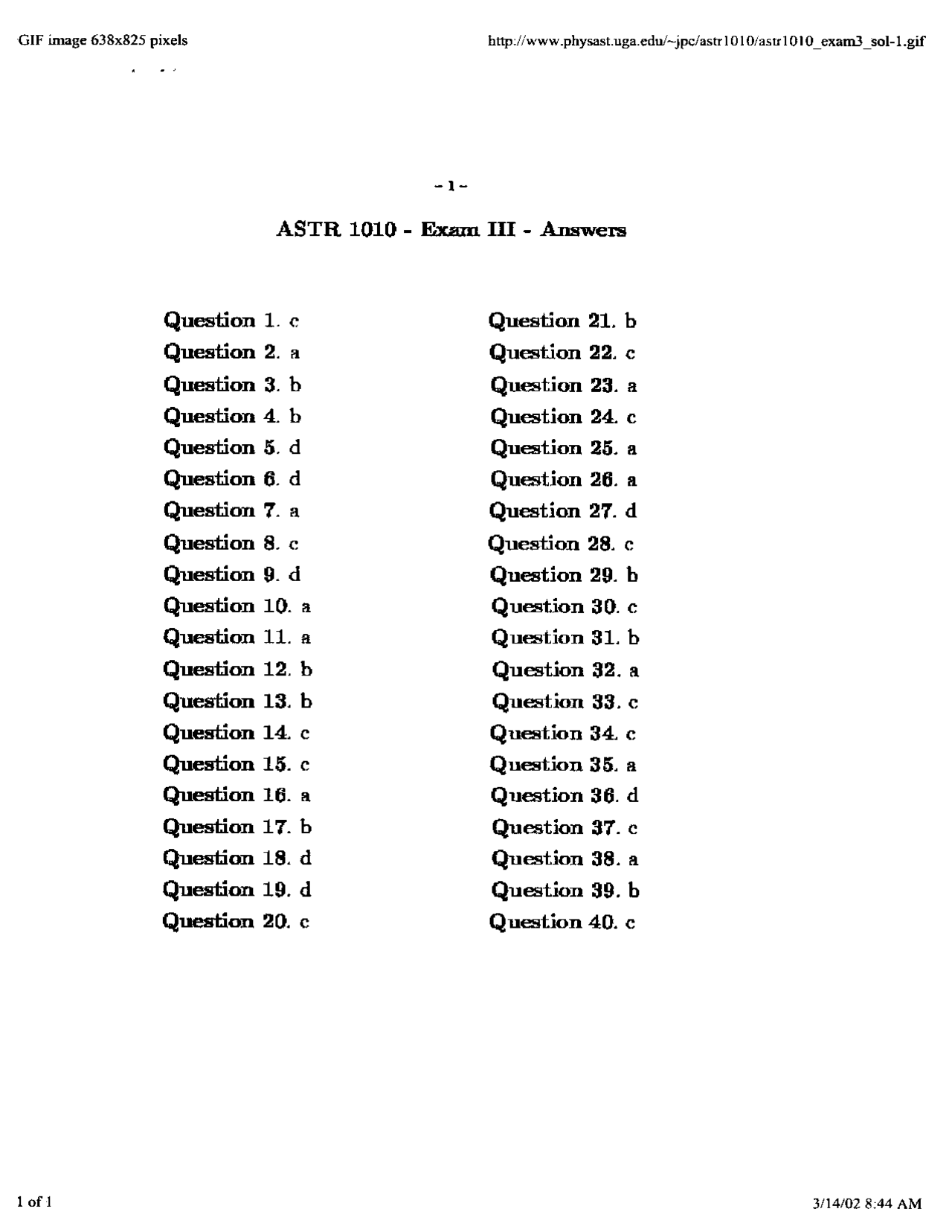 Exam 3 Answers Astronomy Of The Solar System Astr 1010 Docsity