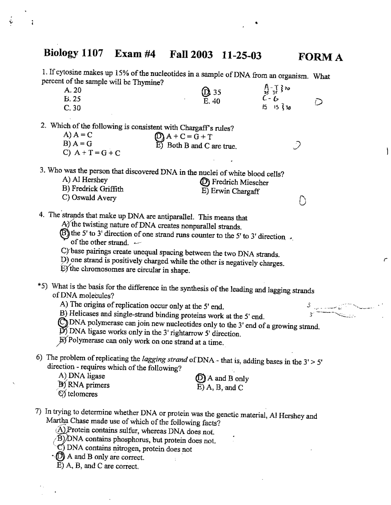 Principles Of Biology I - Exam 4b With Answers | Biol 1107 - Docsity