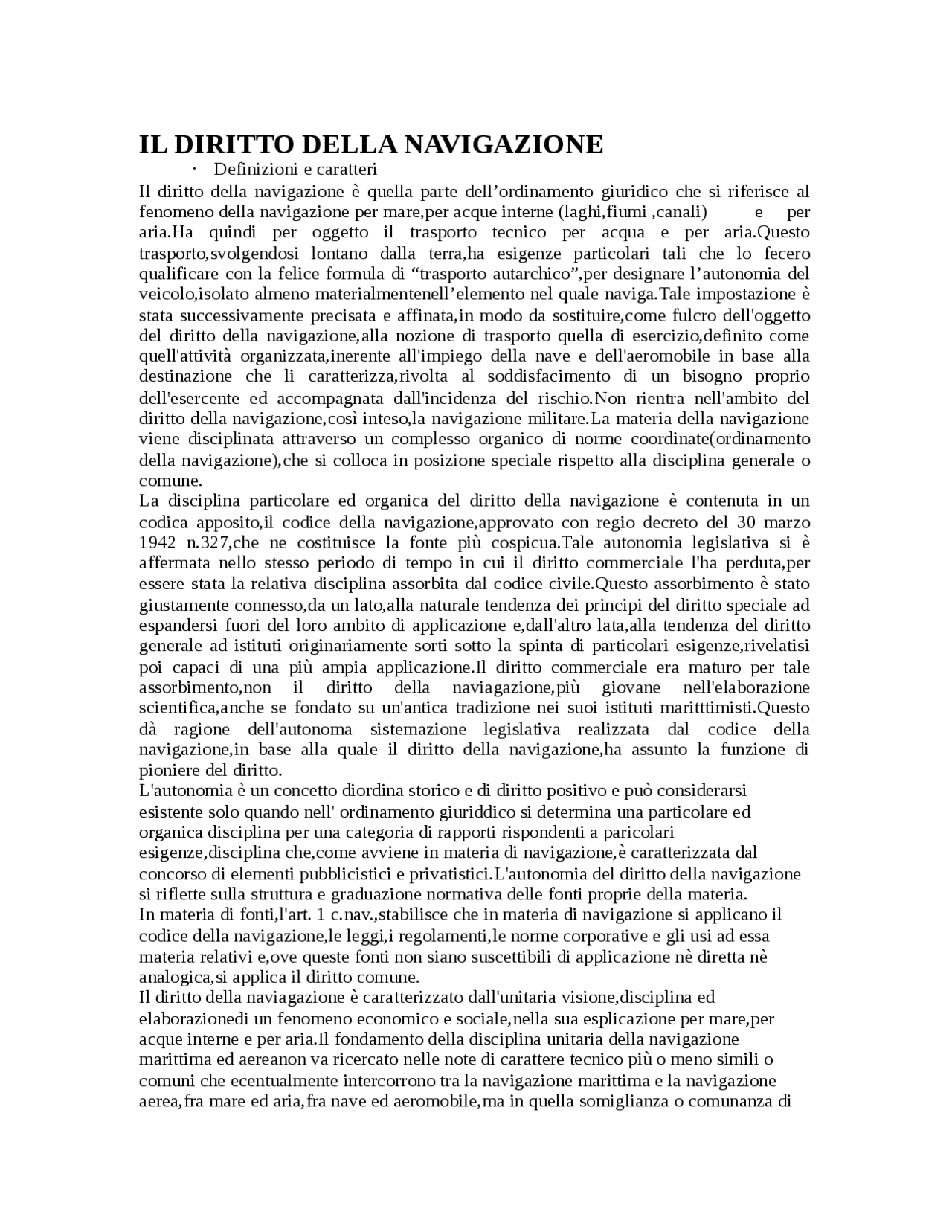 Definizioni E Caratteri Del Diritto Della Navigazione Riassunto