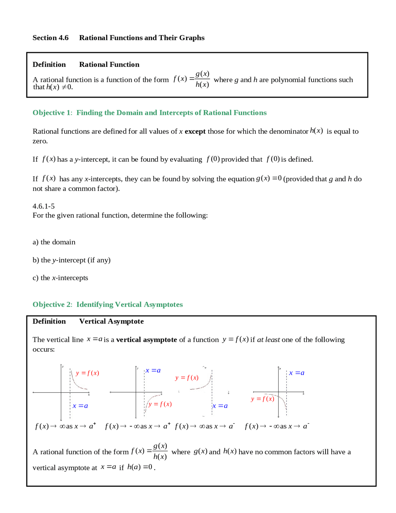 Rational Functional And Their Graphs College Algebra Notes Math