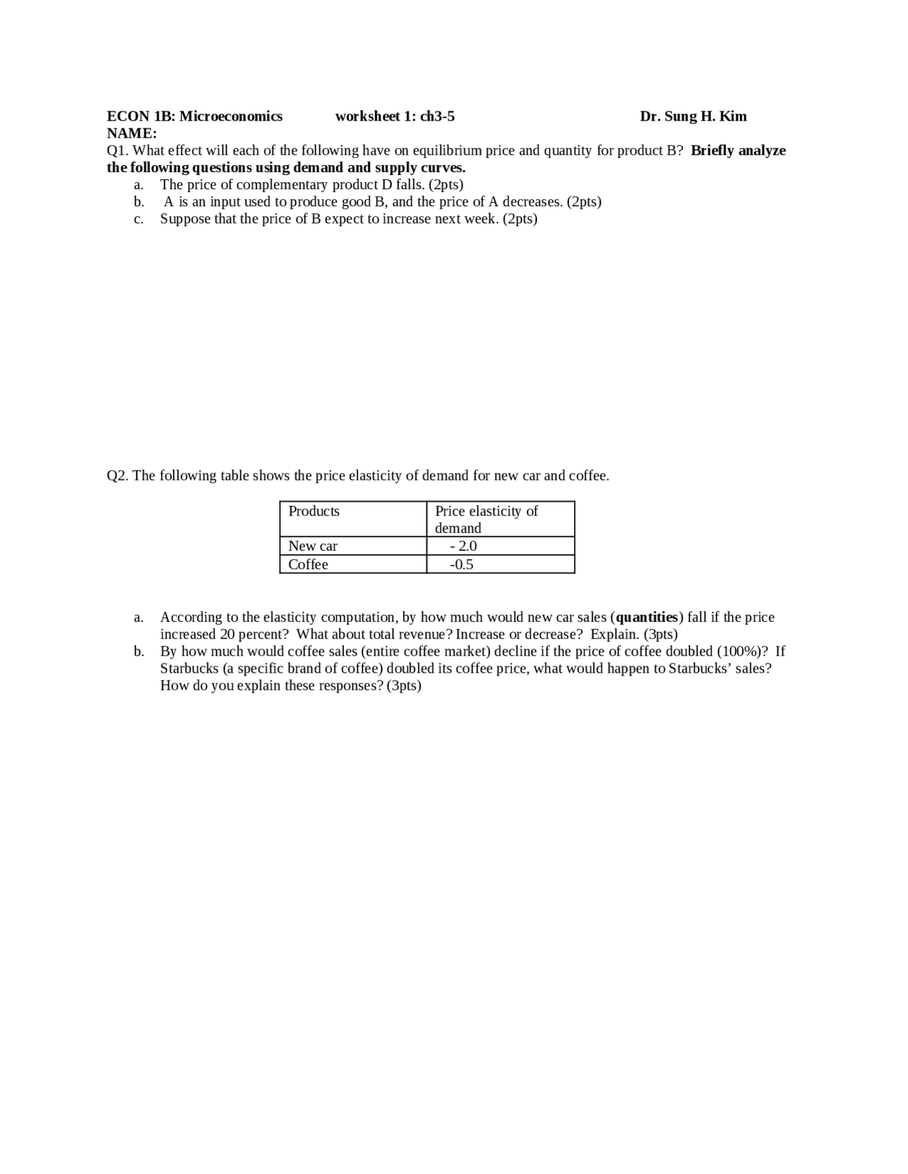 Worksheet 1: Chapter 3-5 - Lecture Notes | ECN 160A | Study notes ...