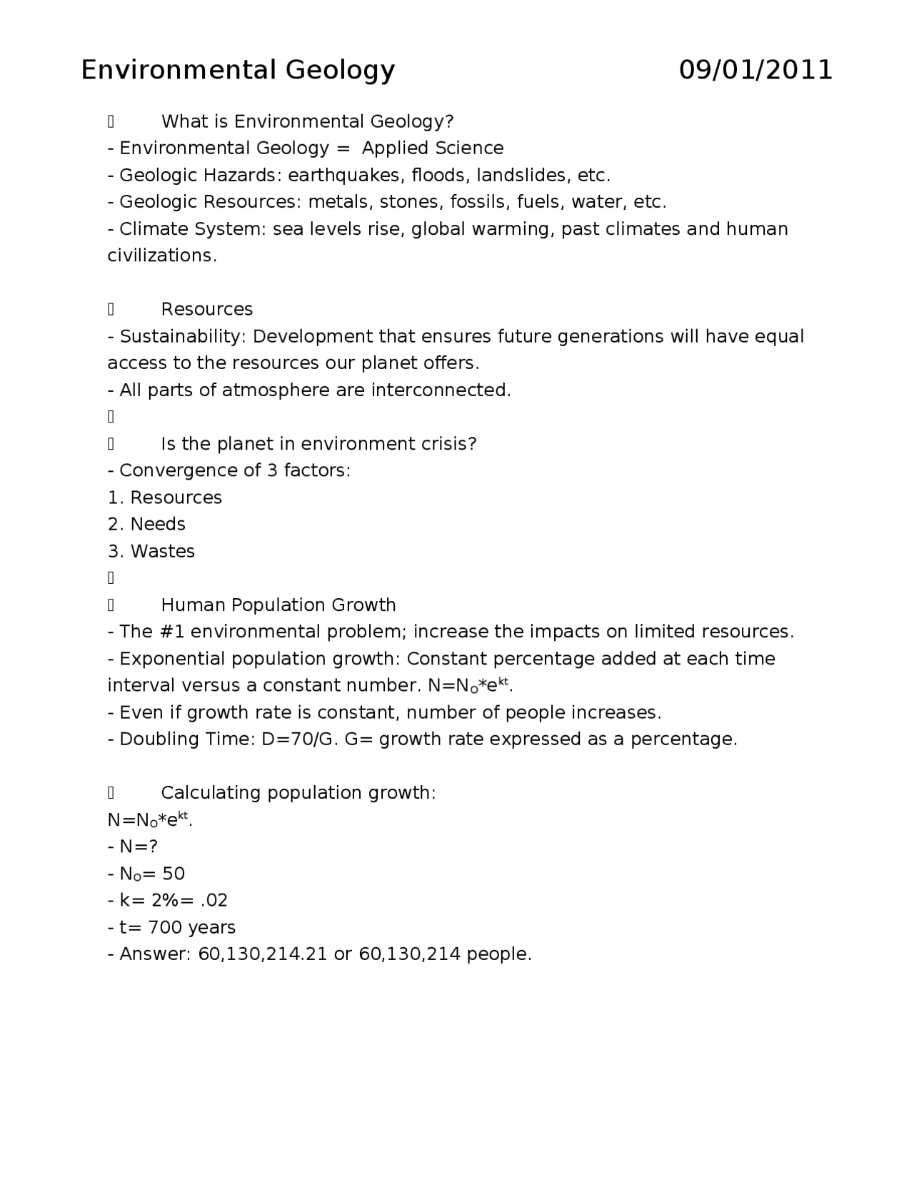 Notes For Environmental Geology Geol 120 Docsity