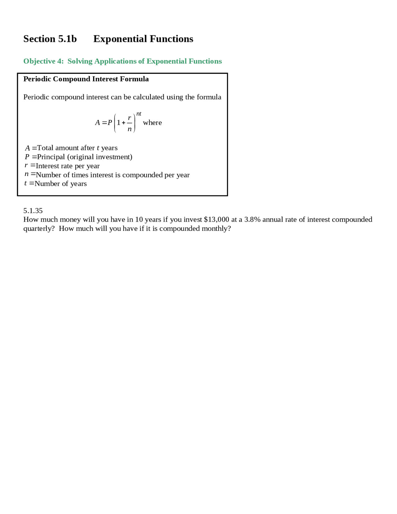 Solving Applications of Exponential Functions - Handout | MATH 1021 ...