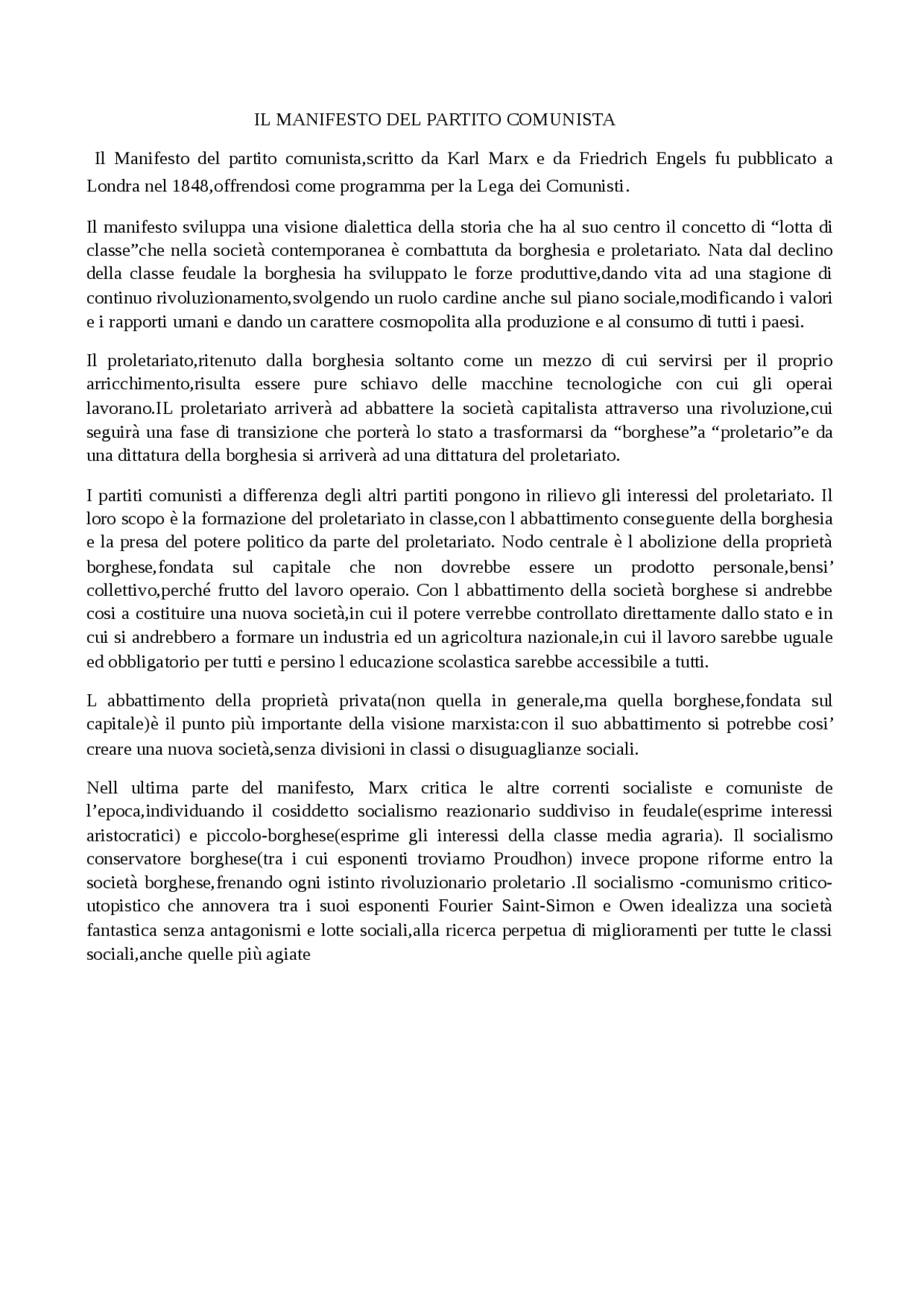 Appunti Su Marx Docsity