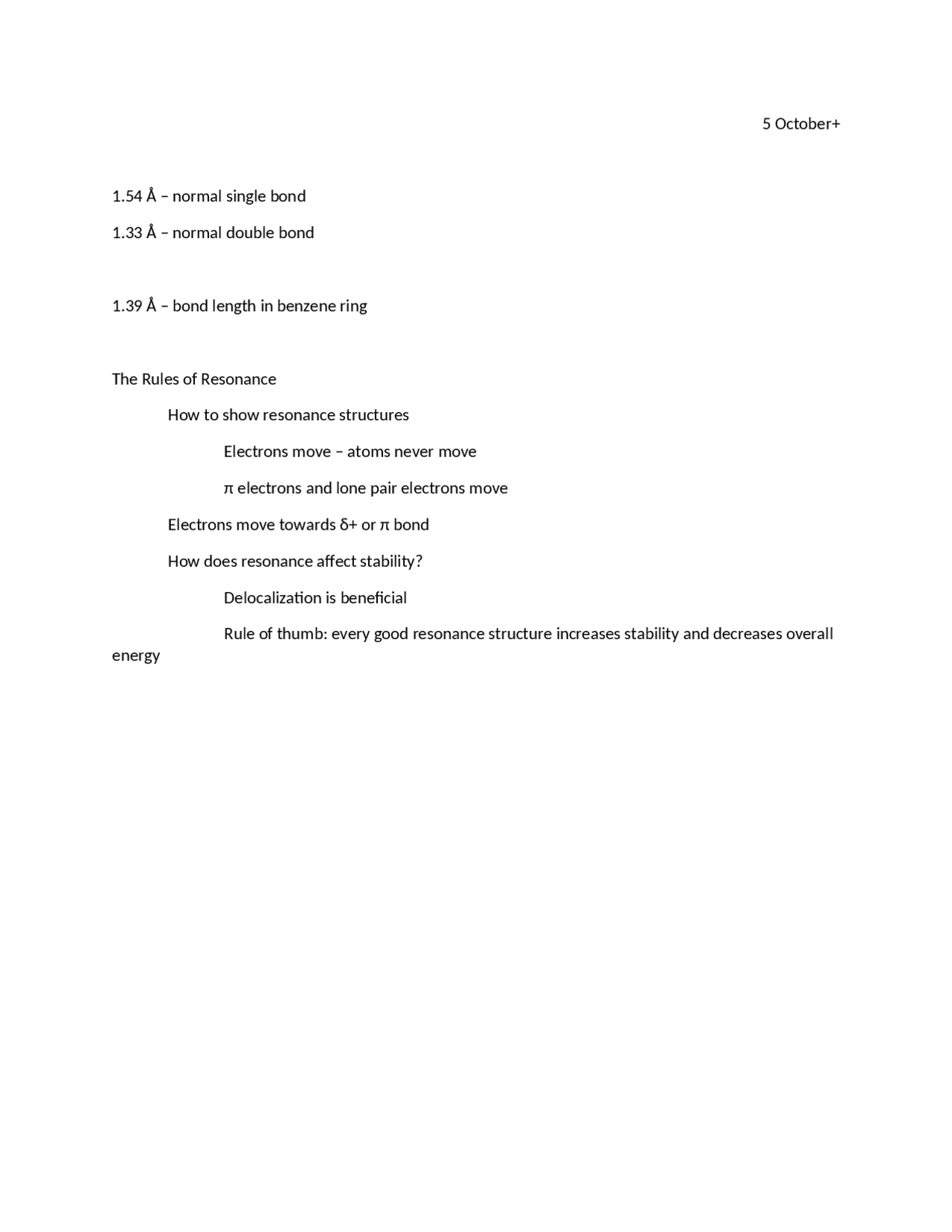 The Roles Of Resonance Lecture Notes Chem 341 Docsity