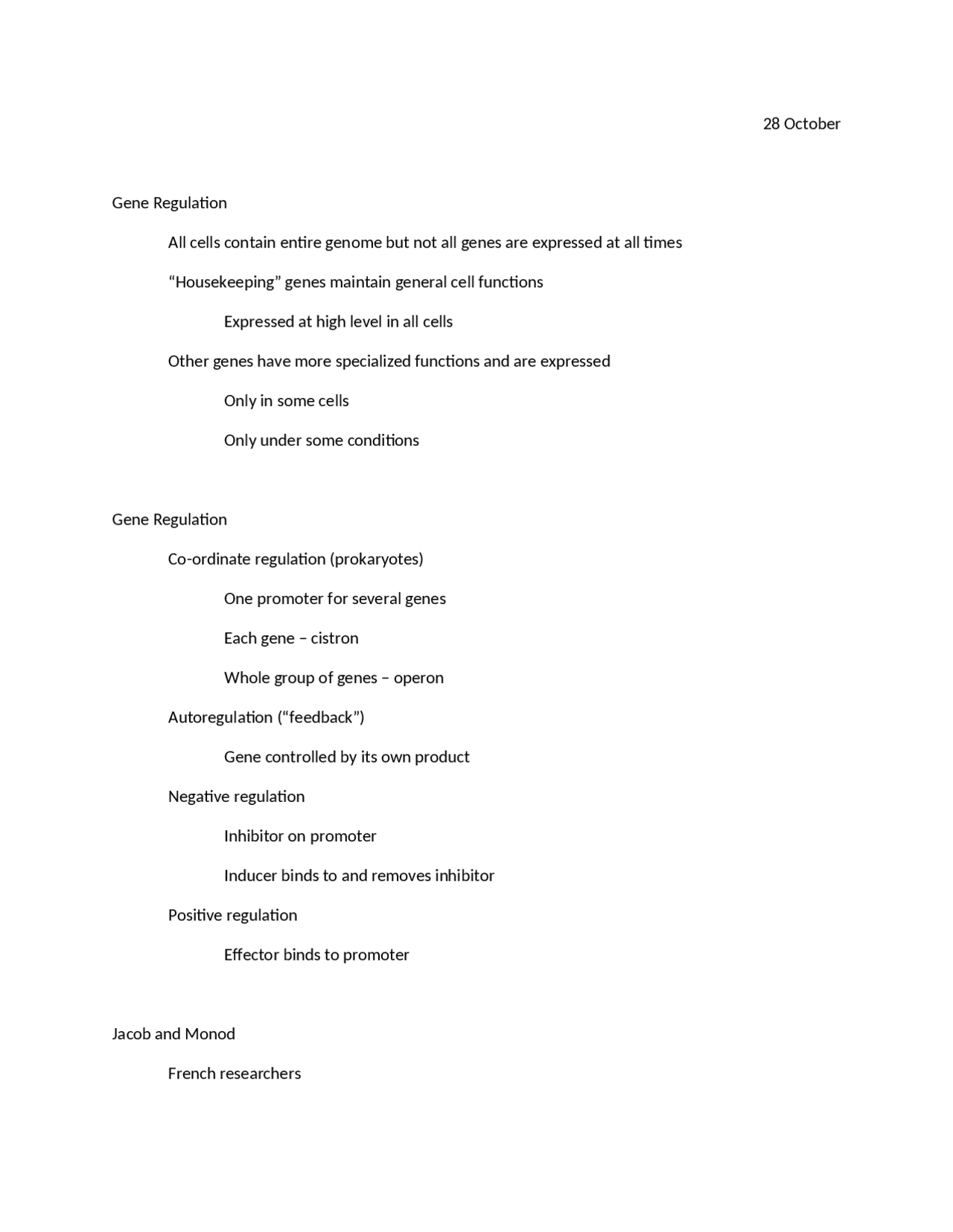 Notes On Gene Regulation Principles Of Genetics Socr 330 Docsity
