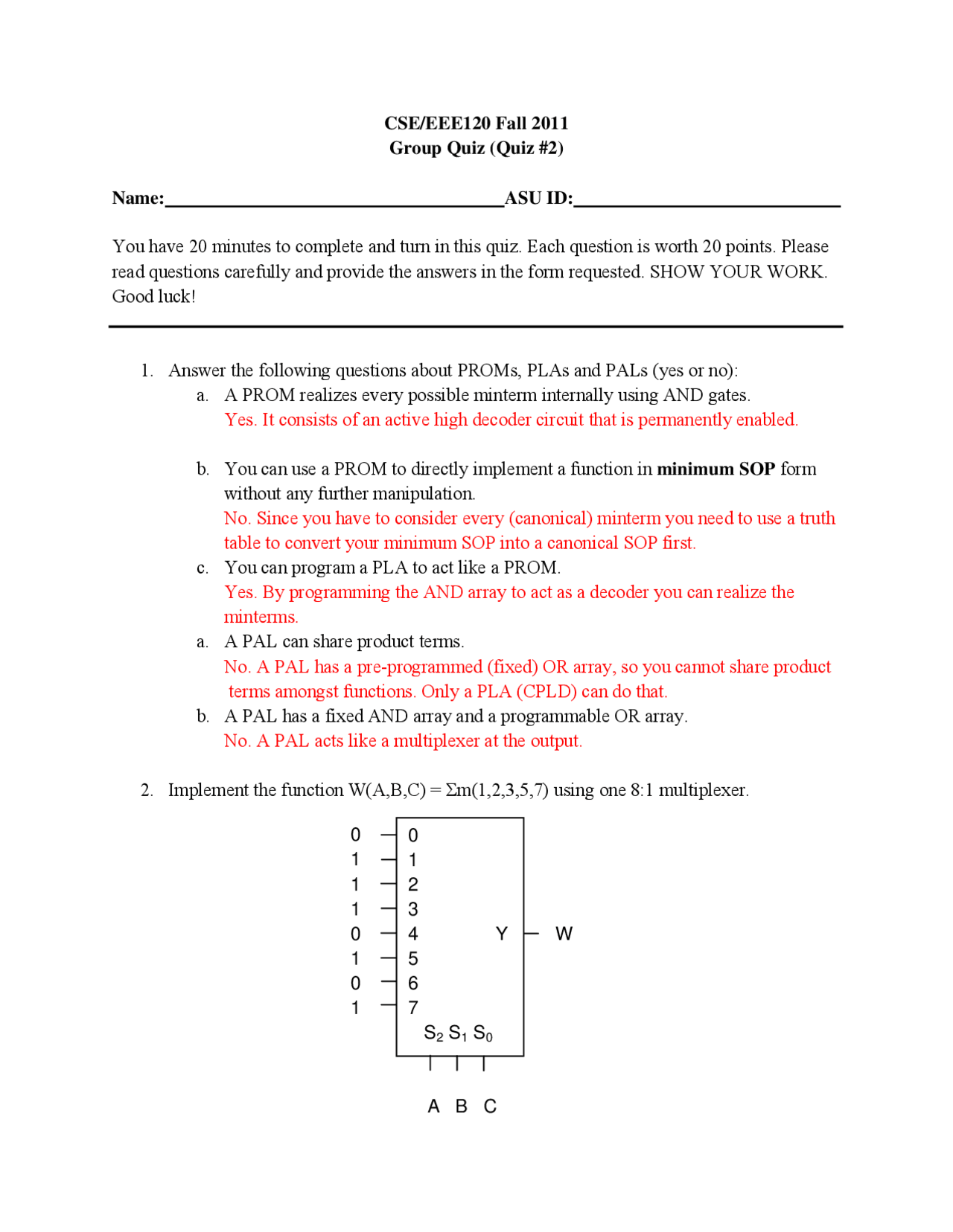 Proms Plas Pals And Gates Quiz Solved Digital Design Fundamentals