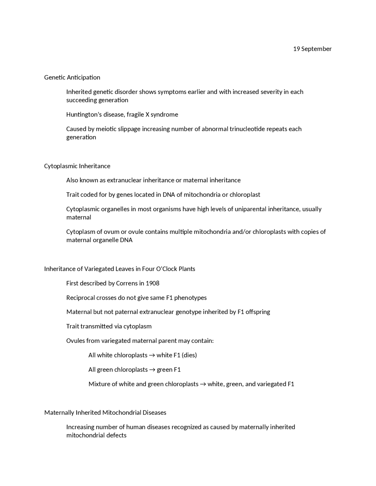 Genetic Anticipation Principles Of Genetics Notes Socr 330 Docsity