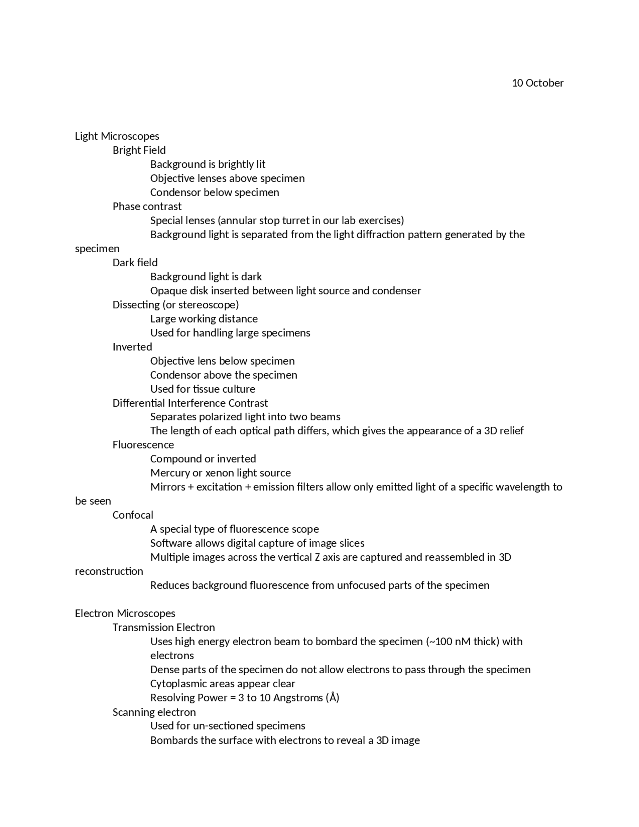 Light Microscopes - Introductory Cell Biology Laboratory - Handout ...